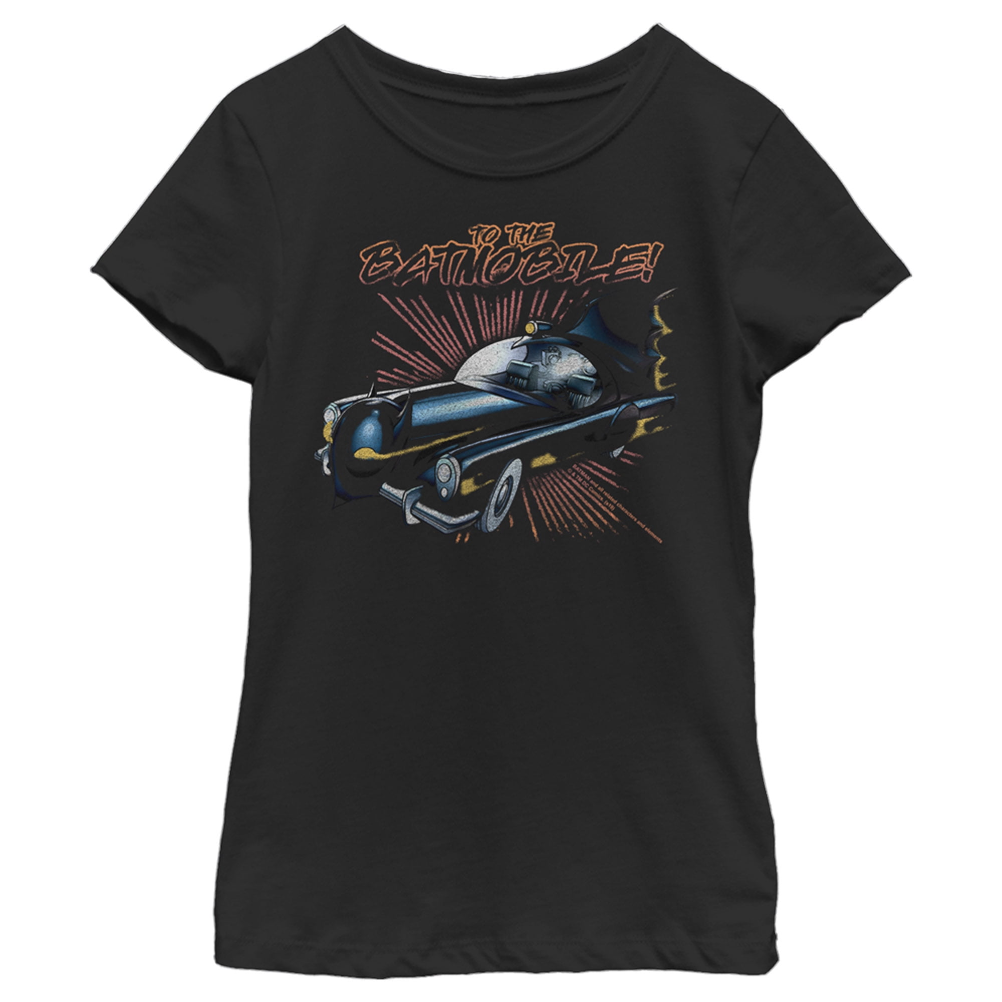 Girl's Batman To The Batmobile Retro Graphic Tee Black X Large ...