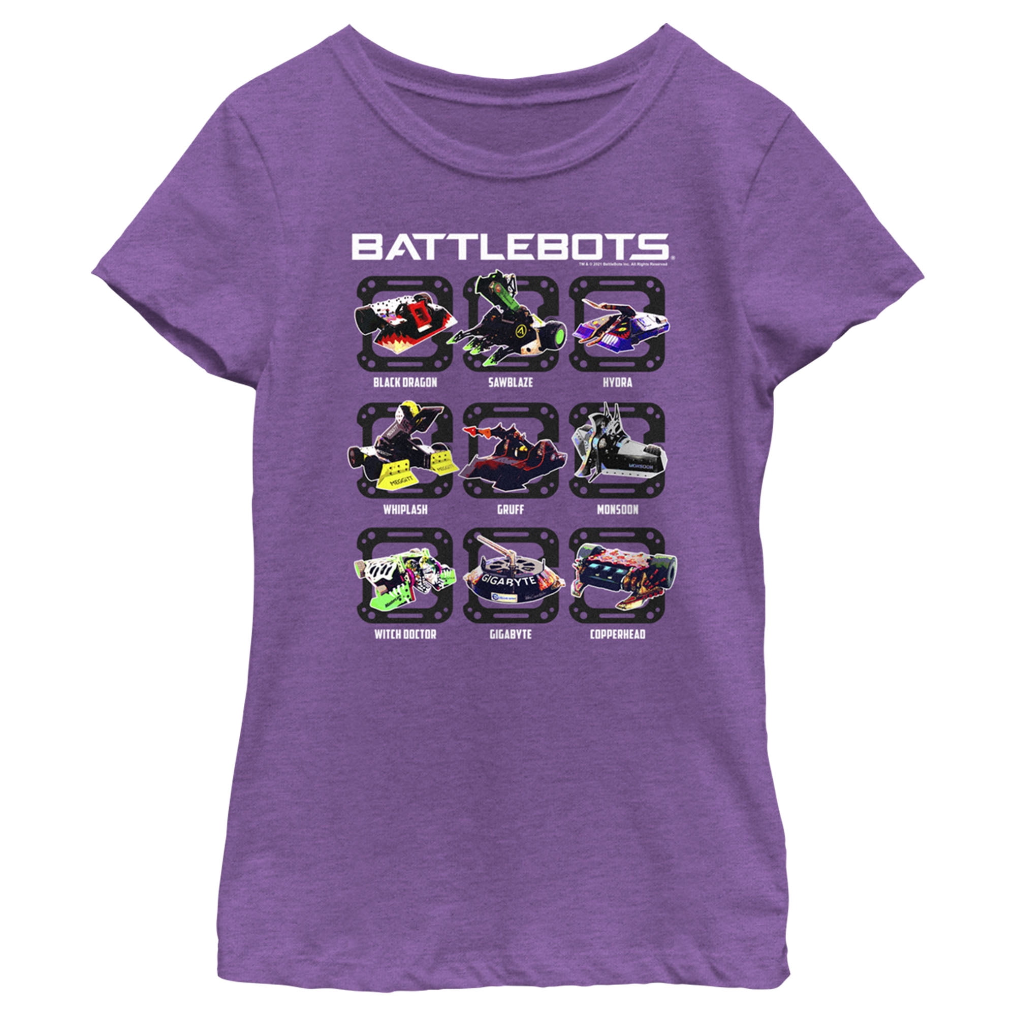 Girl's Battlebots Robot Chart Graphic Tee Purple Berry Medium - Walmart.com