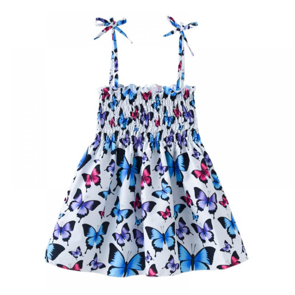 Girl's Beach Dress Floral Print Sleeveless Summer Beach Casual Sundress ...