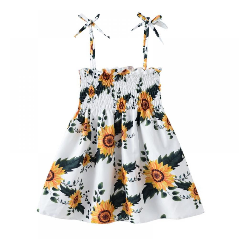 Girl's Beach Dress Floral Print Sleeveless Summer Beach Casual Sundress ...