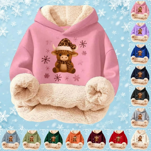 Girl's Bear Graphic Hoodies Cartoon Long Sleeve Hooded Sweatshirt Cute ...