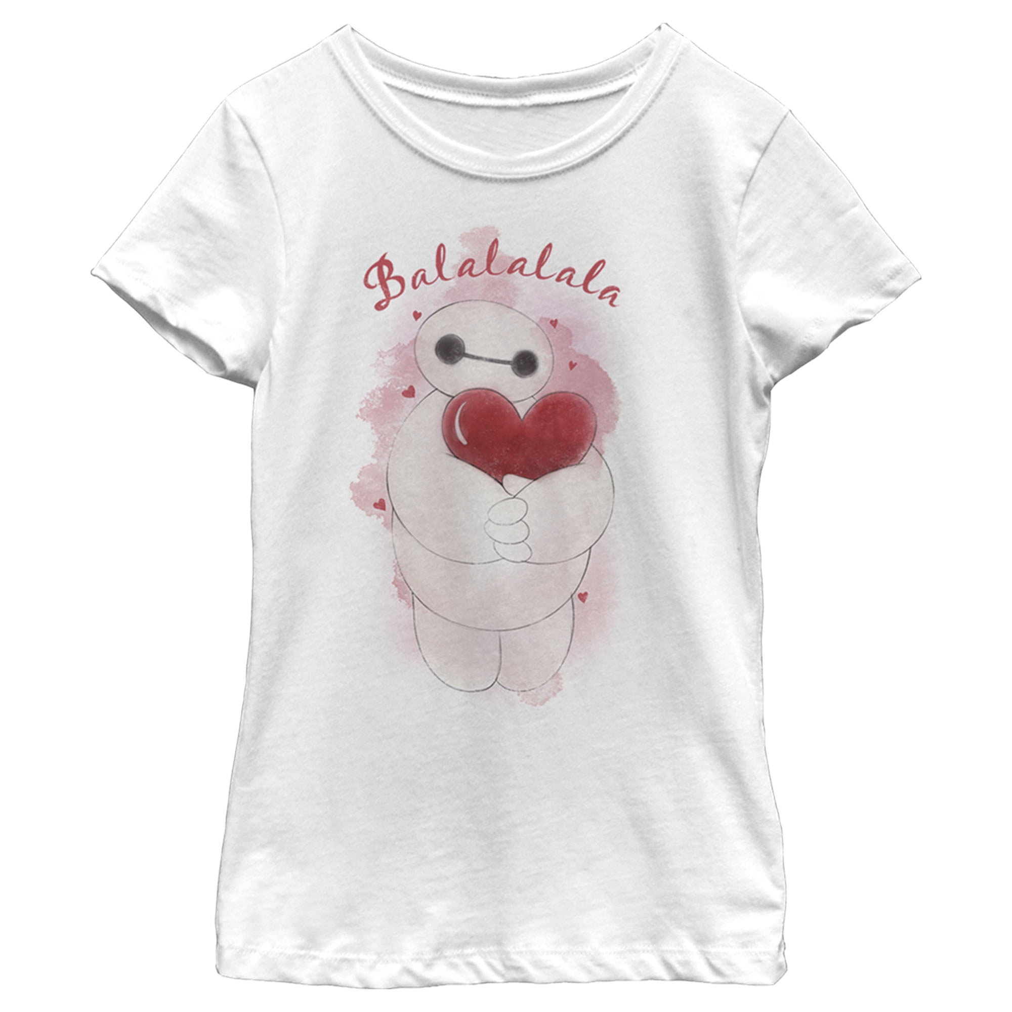 Girl's Big Hero 6 Valentine Baymax Heart Hug Graphic Tee White Large ...