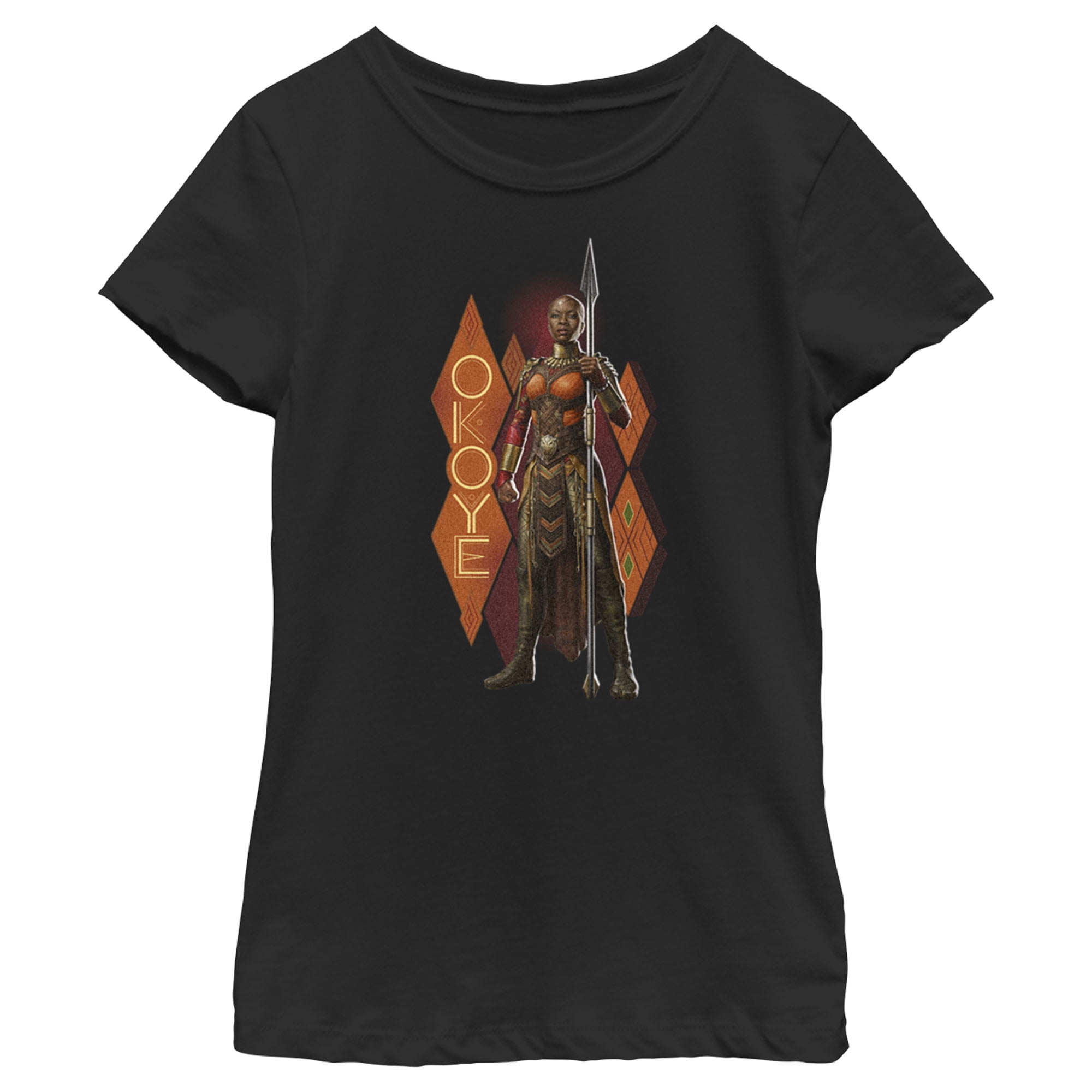 Girl's Black Panther: Wakanda Forever Okoye Pattern Graphic Tee Black Medium - Walmart.com