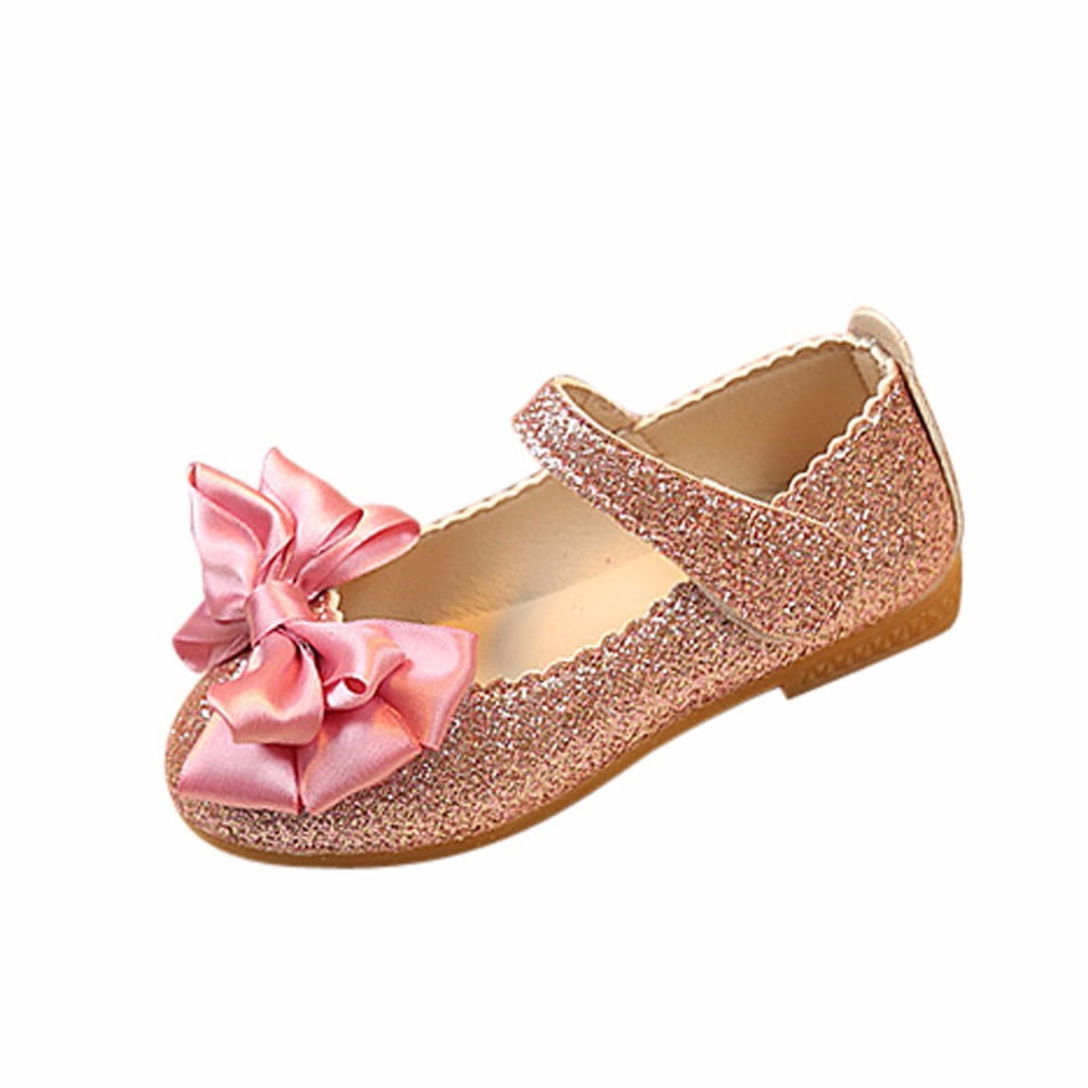 Girl's Bow Mary Jane Dress Shoes Ballet Princess Flats with Rhinestone ...