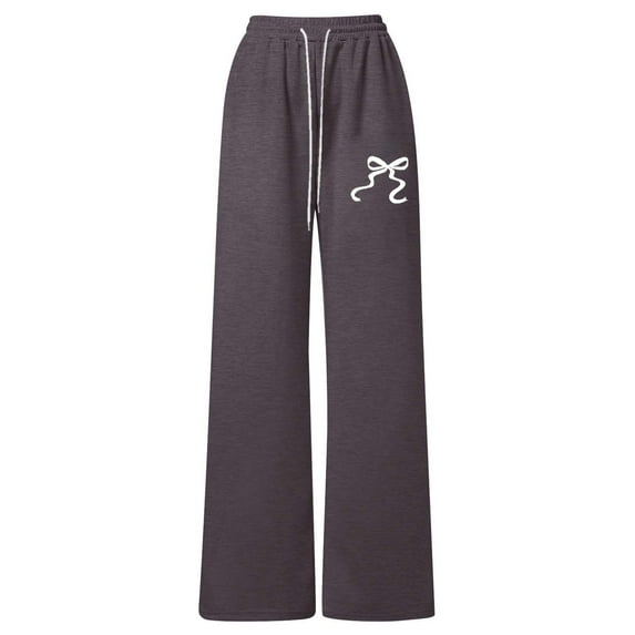 Girl's Bowknot Print Baggy Sweatpants Letter Print High Waisted Wide ...