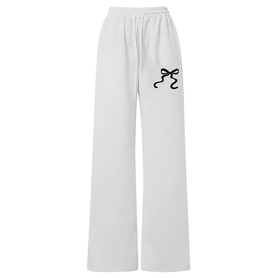 Girl's Bowknot Print Baggy Sweatpants Letter Print High Waisted Wide ...