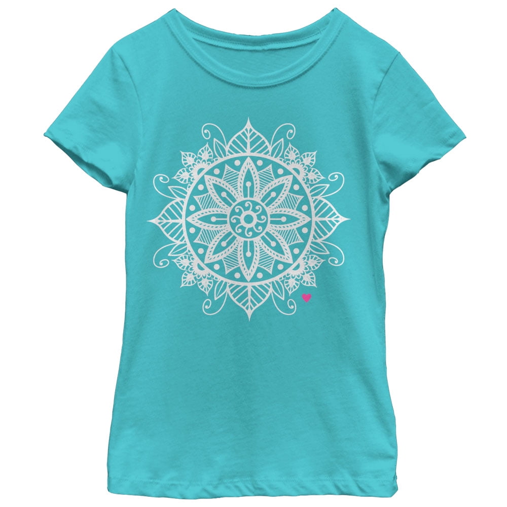 Girl's CHIN UP Henna Flower Graphic Tee Tahiti Blue Small - Walmart.com