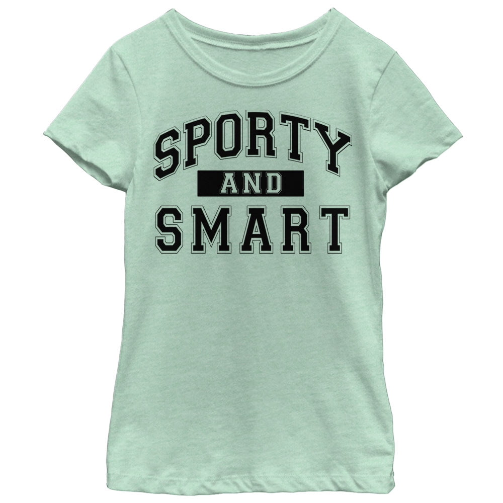 Girl's CHIN UP Sporty and Smart Graphic Tee Mint Medium - Walmart.com