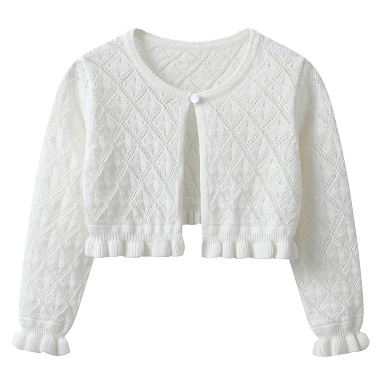 Girl's Cardigan Bolero Shrug Long Sleeve Cotton Knit Dress Cover Up ...