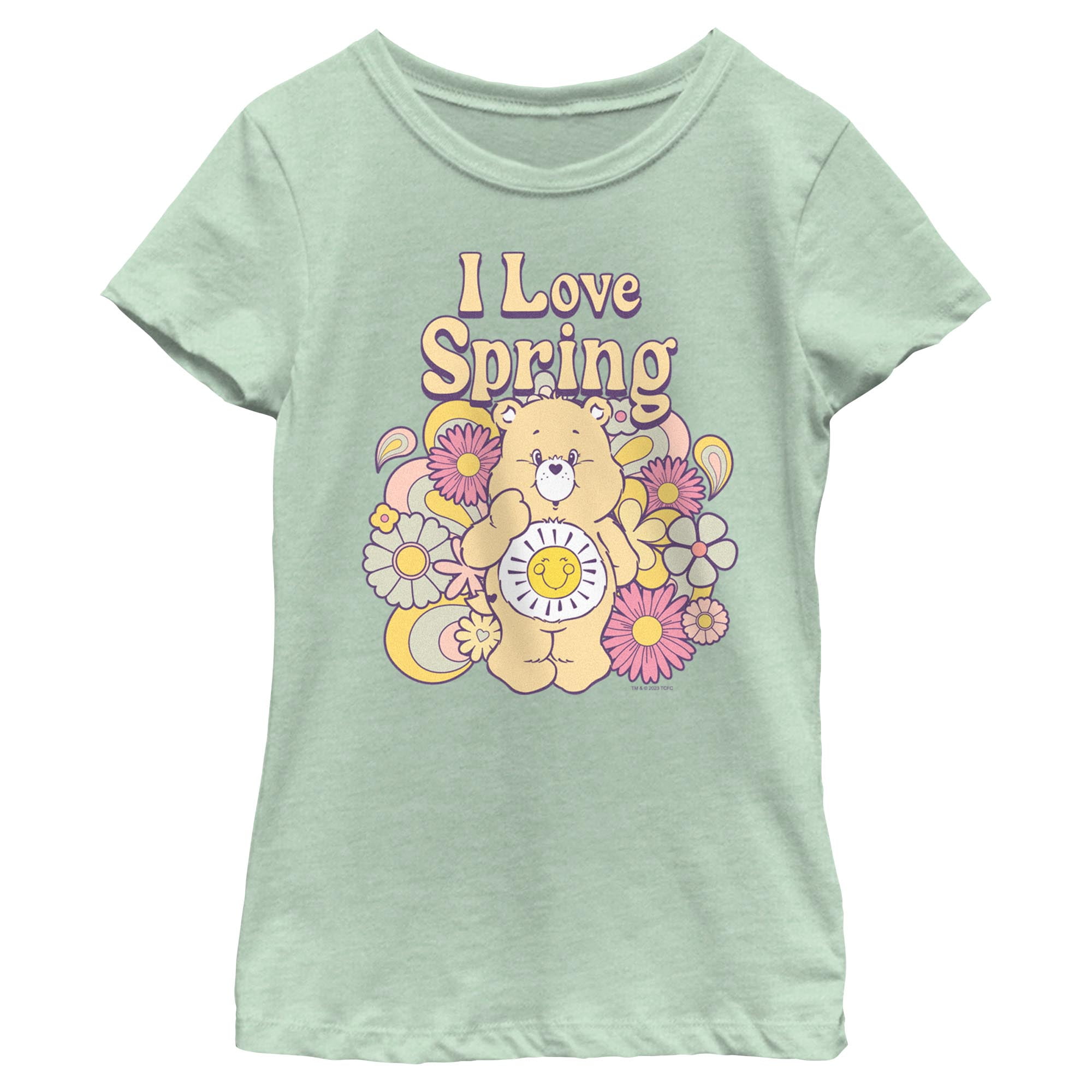 Girl's Care Bears Funshine Bear I Love Spring Graphic T-Shirt - Walmart.com