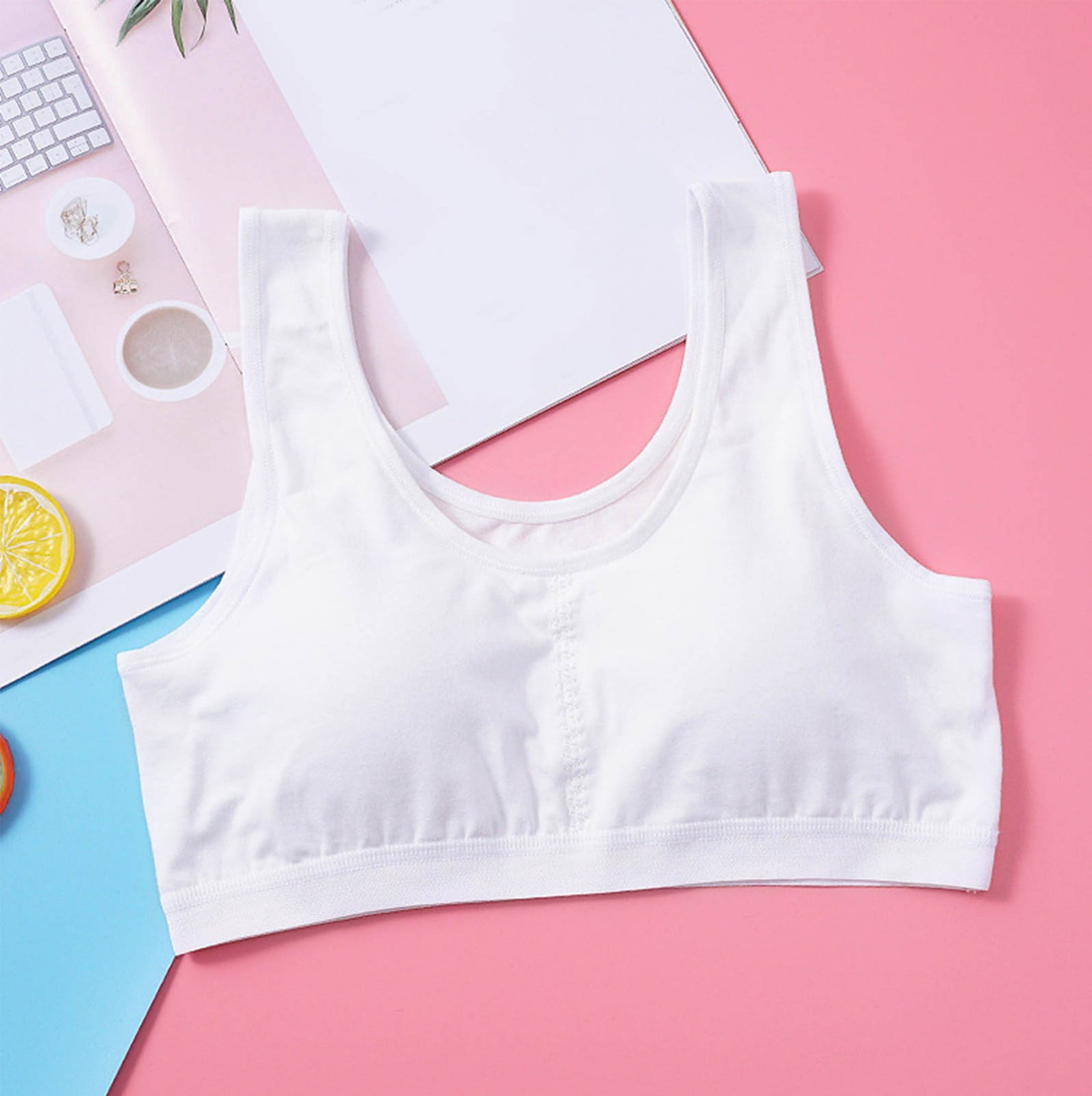 Girl's Cotton Bra Soft Wireless Developmental Student Underwear Tops ...