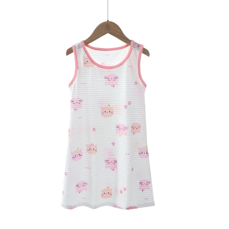 Girl's Cotton Nightgowns Cotton Summer Soft Cute Print Short Sleeve ...