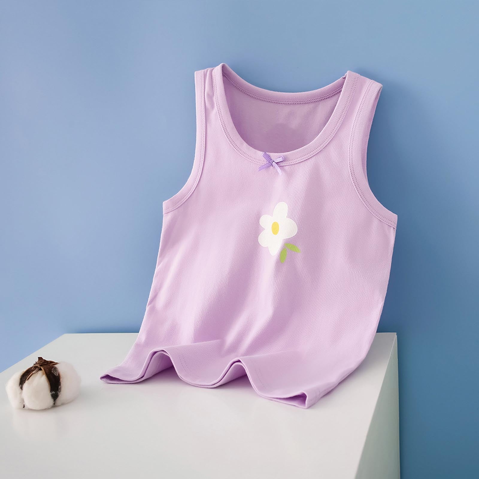 Girl's Cotton Tank Top Sleeveless Cozy Soft Crew Neck Undershirts ...