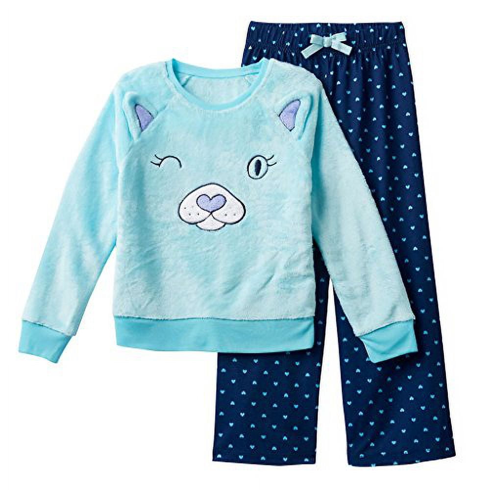 Girl's Cozy Animals Faux Fur Kitty Cat Pajama Set, Size 4 - Walmart.com