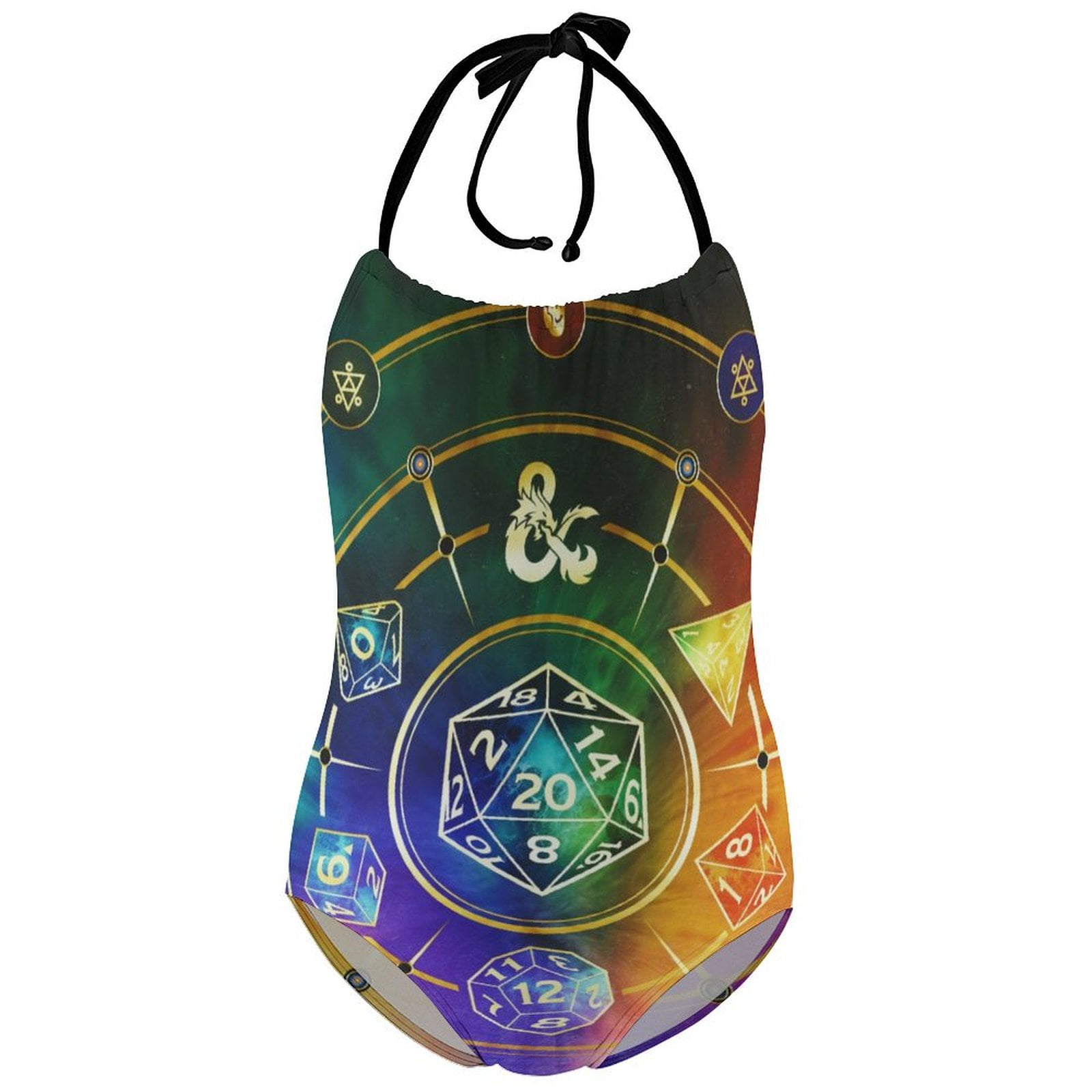 Girl's DND Dungeons And Dragons (1) One Piece Swimsuit Halter Bathing ...