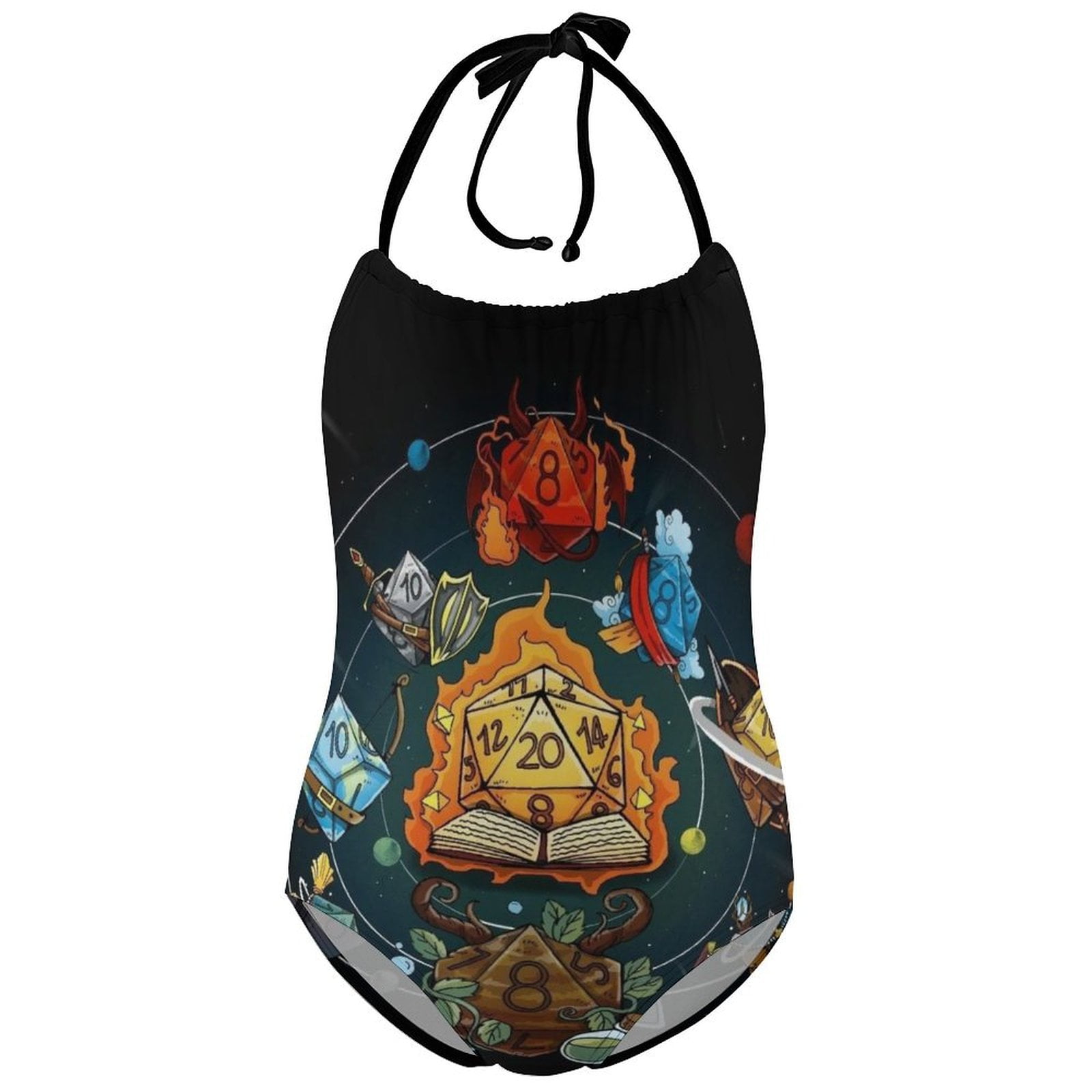 Girl's DND Dungeons And Dragons (30) One Piece Swimsuit Halter Bathing ...