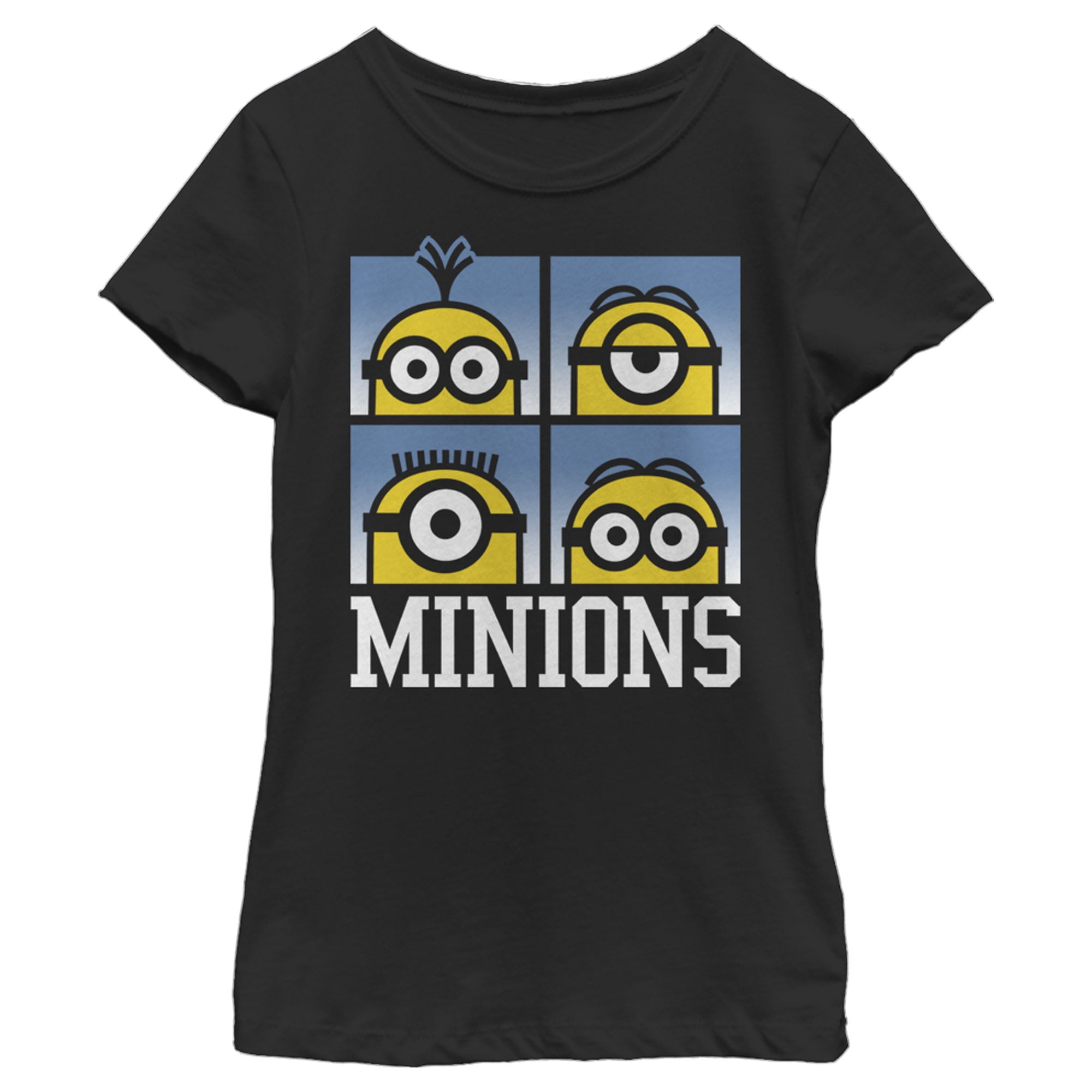 Girl's Despicable Me Minions Big Face Grid Graphic Tee Black Large ...