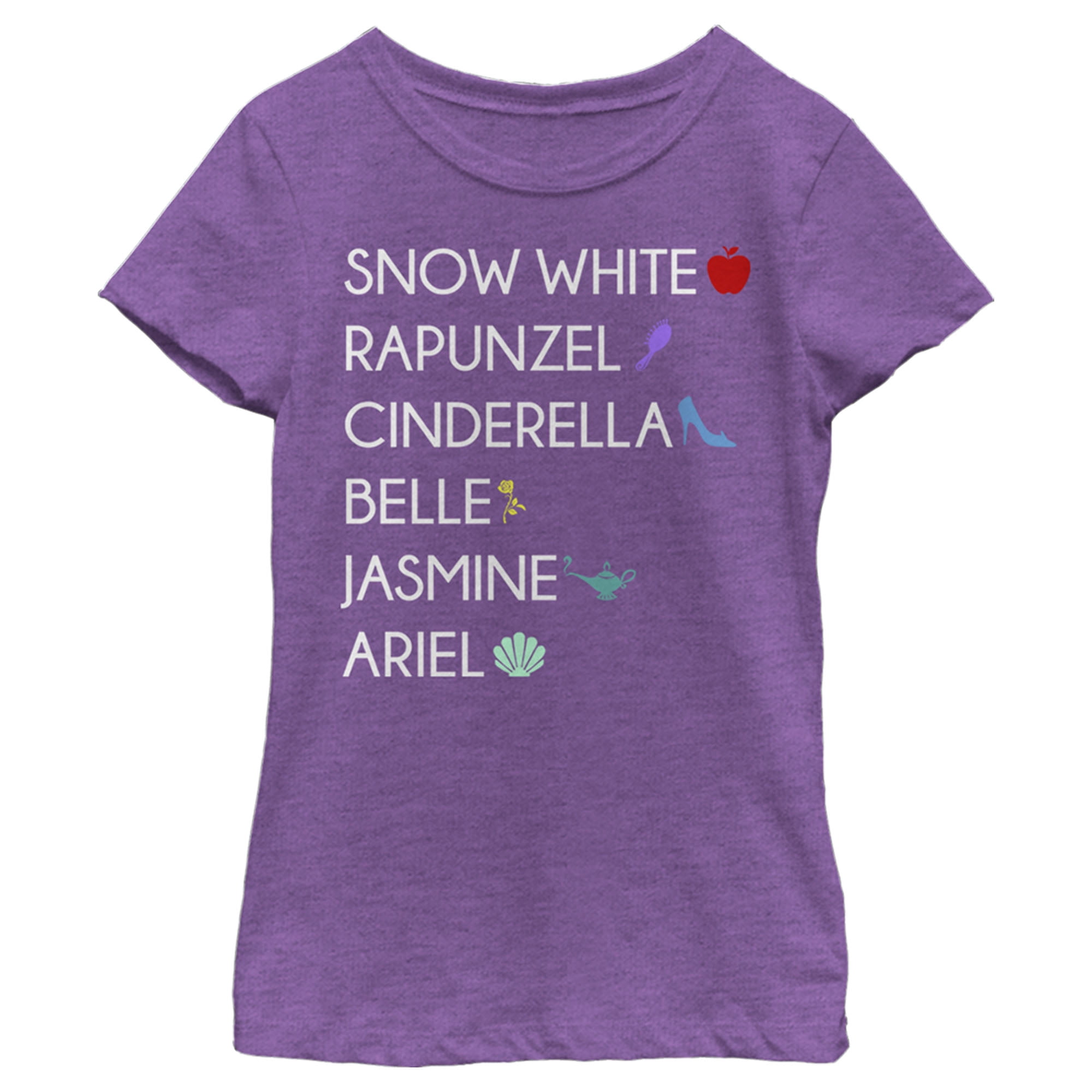 Girl's Disney Princess Items Graphic Tee Purple Berry Small - Walmart.com