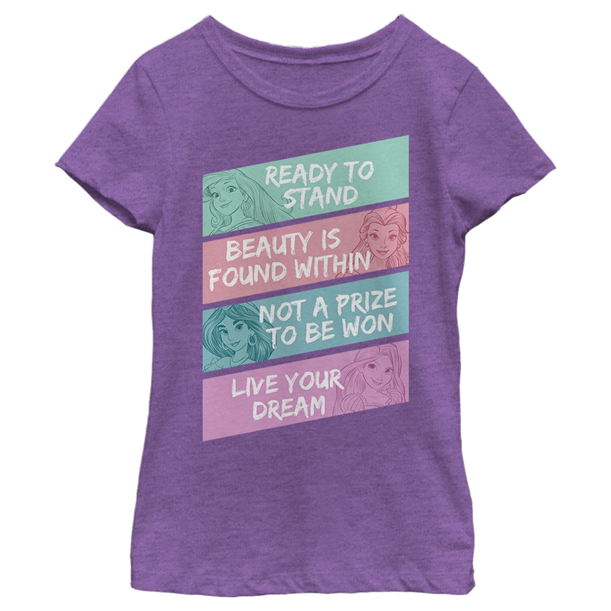 Girl's Disney Princess Motto Graphic Tee Purple Berry Medium - Walmart.com