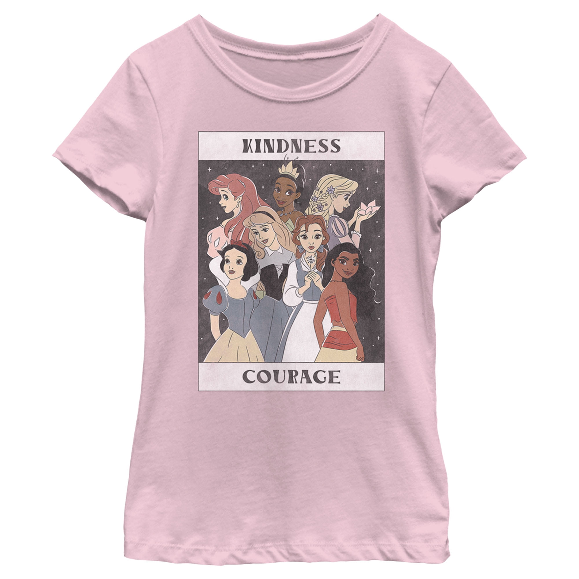 Girl's Disney Princesses Kindness and Courage Poster Graphic Tee Light ...
