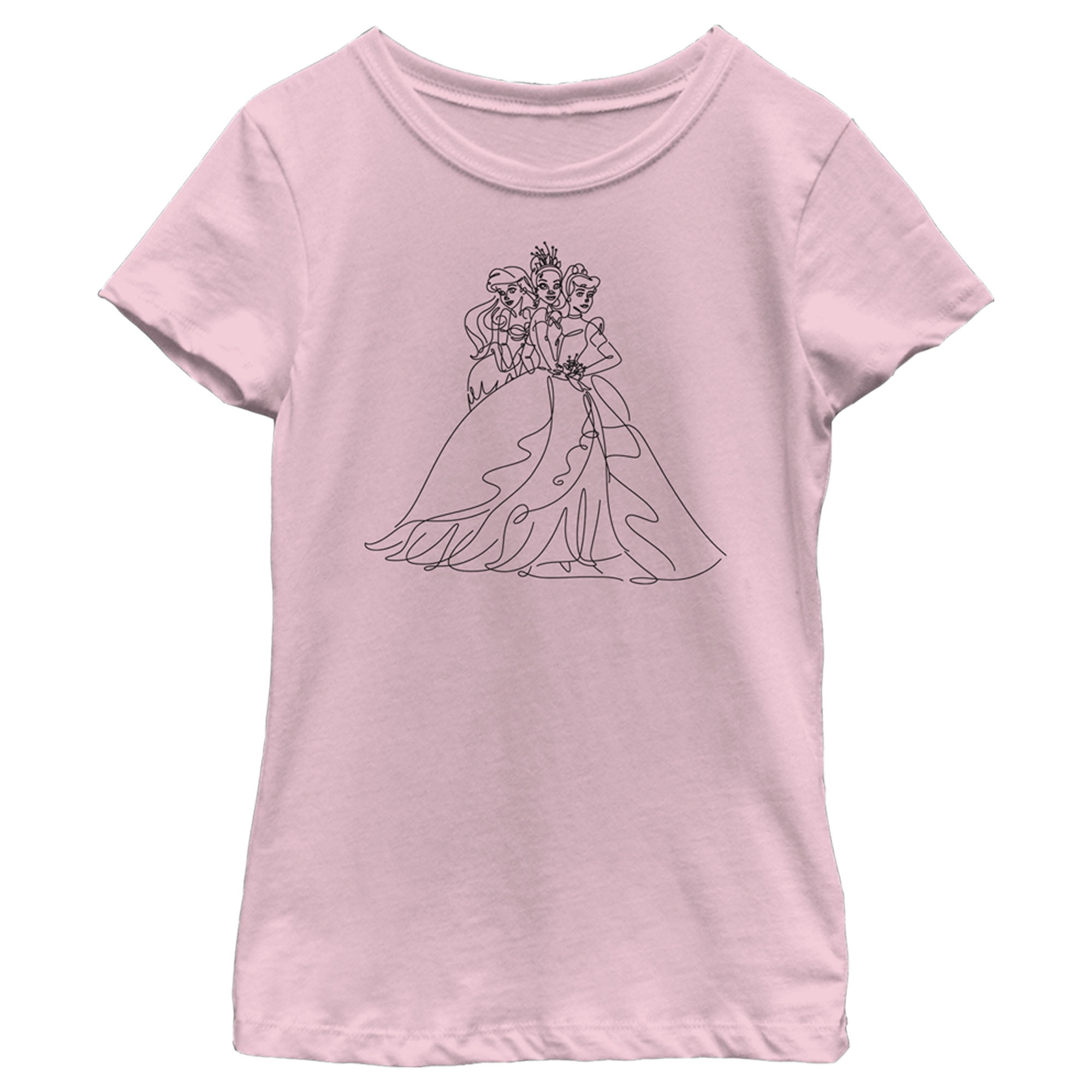 Girl's Disney Princesses Line Art Graphic Tee Light Pink Large ...