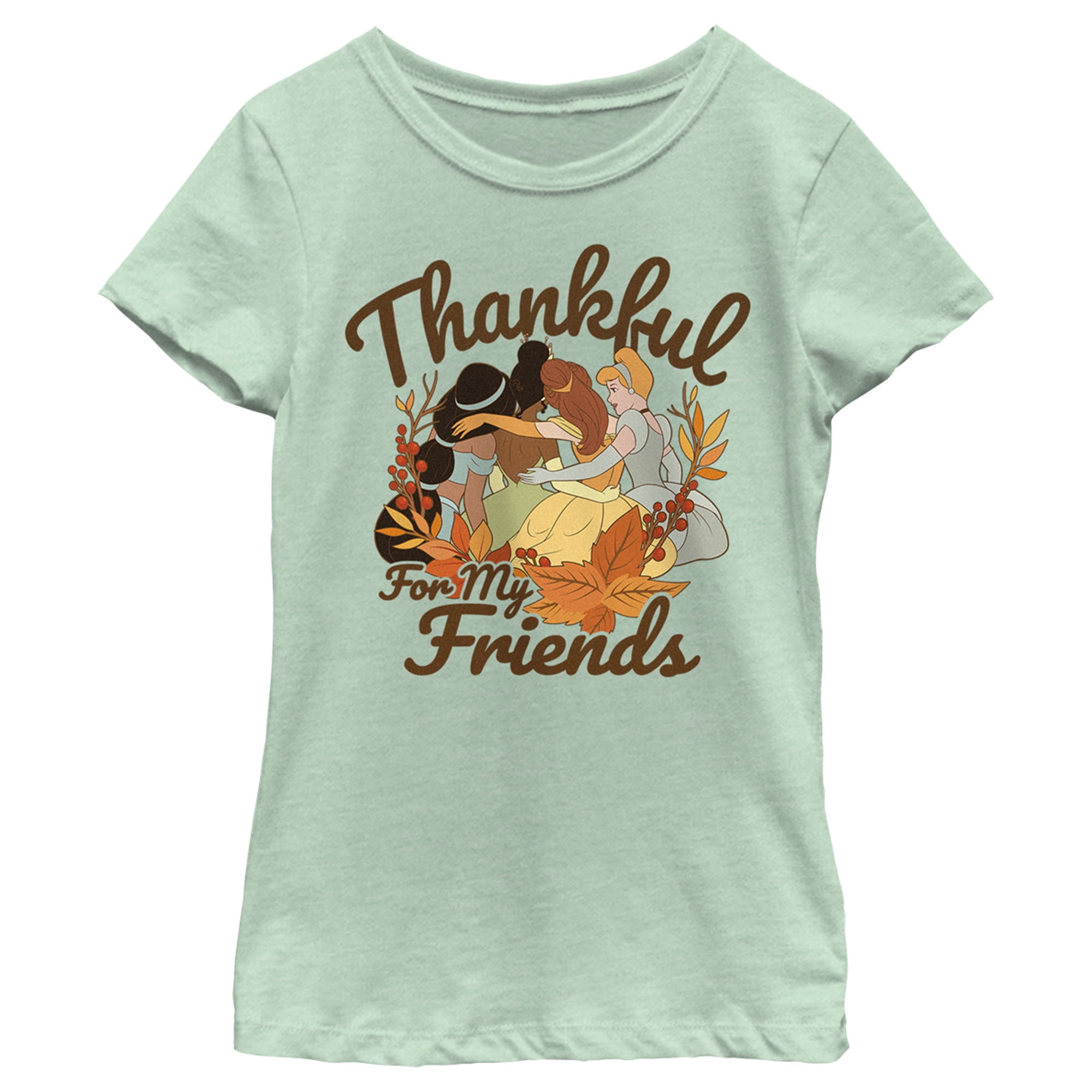 Girl's Disney Princesses Thankful for my Friends Graphic Tee Mint ...