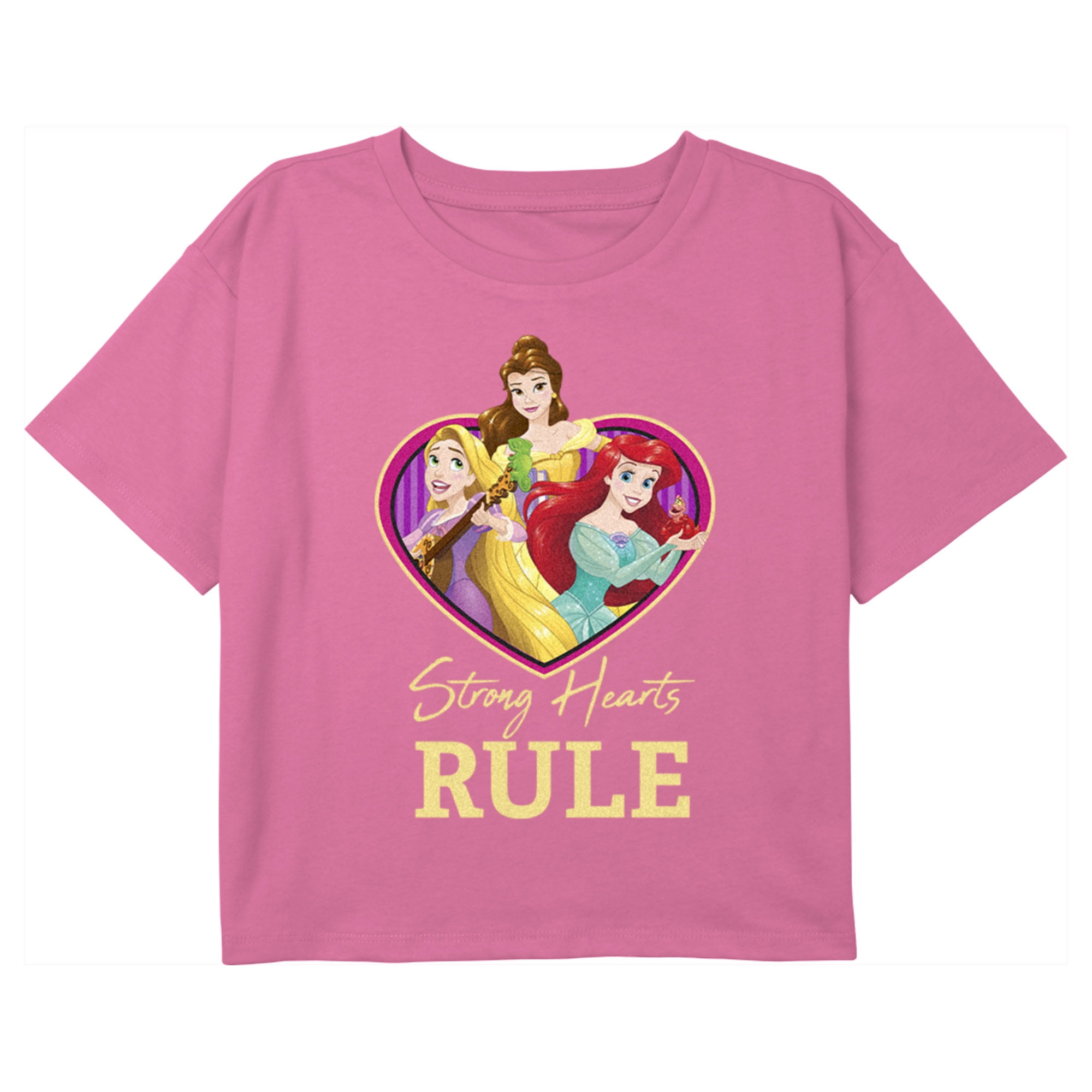 Girls Disney Princesses Valentines Day Princesses Strong Hearts Rule Graphic Tee Light Pink X