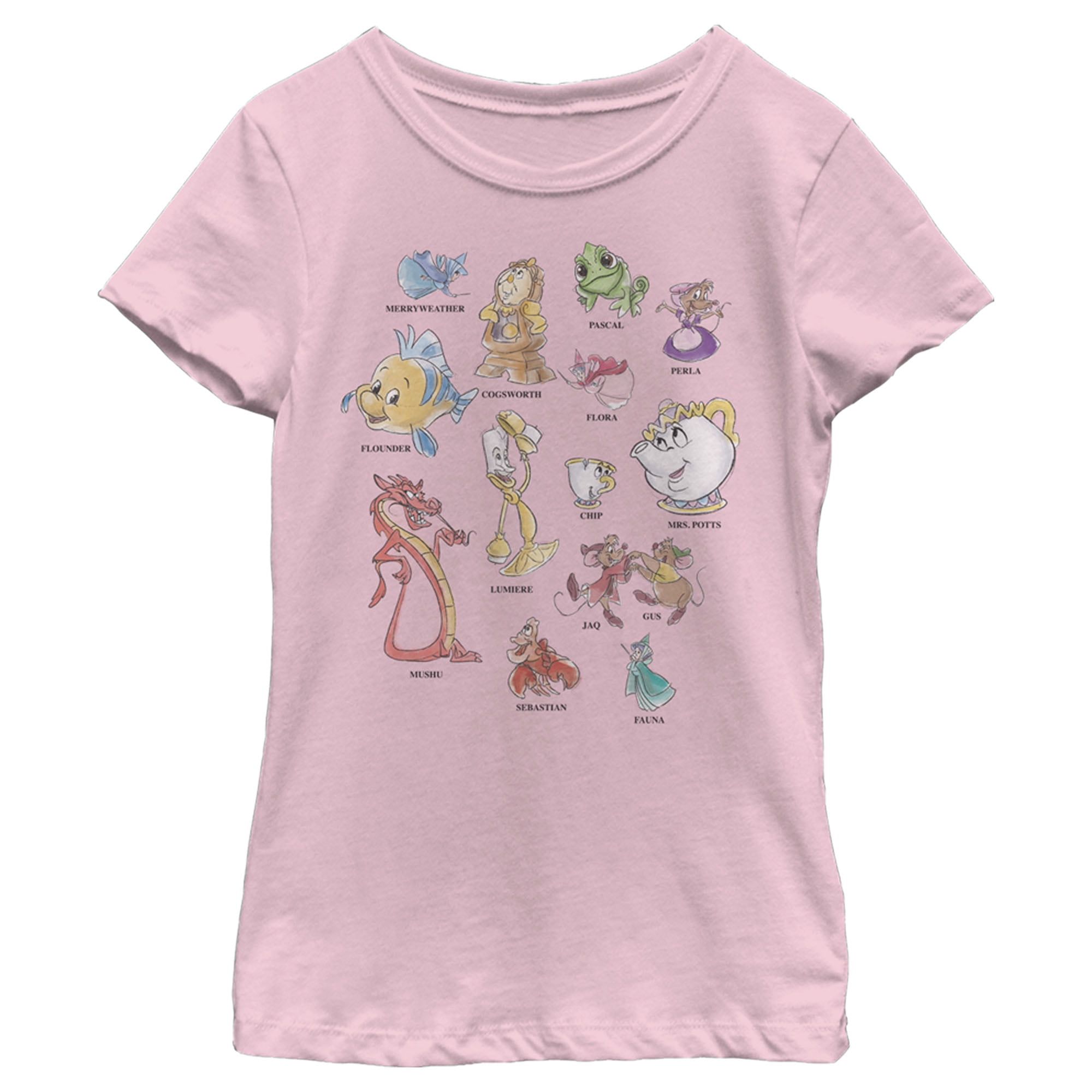 Girl's Disney Sidekicks Sketch Graphic Tee Light Pink Small - Walmart.com