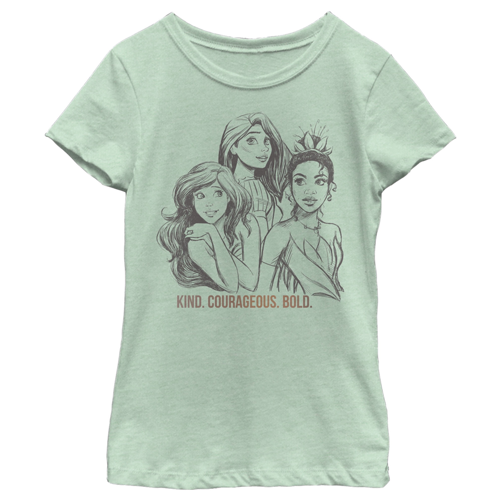 Girl's Disney Sketch Portraits Graphic Tee Mint Medium - Walmart.com