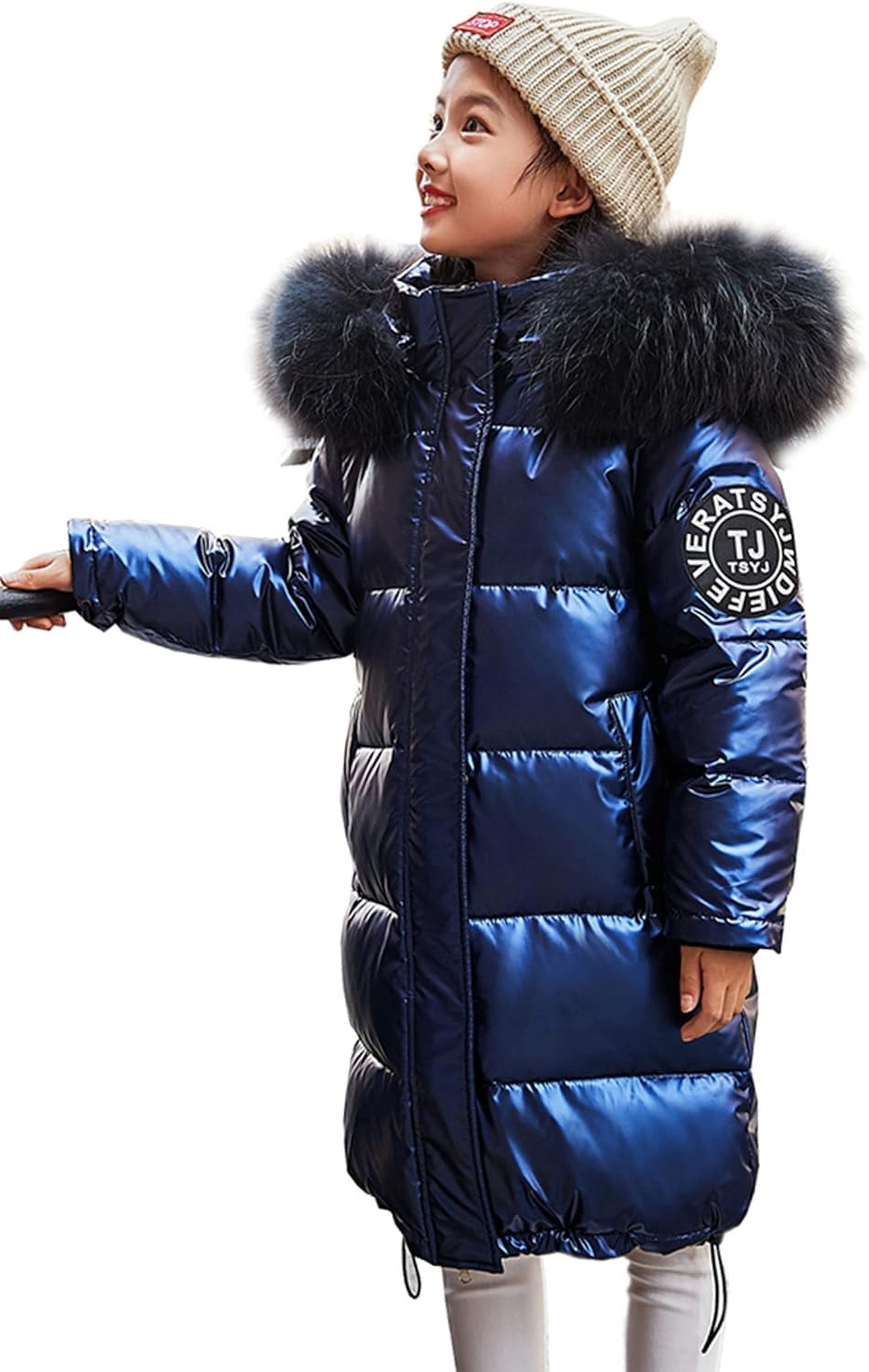 Girl's Down Coat Winter Jacket with Faux Fur Warm Winter Coat Kids Down ...