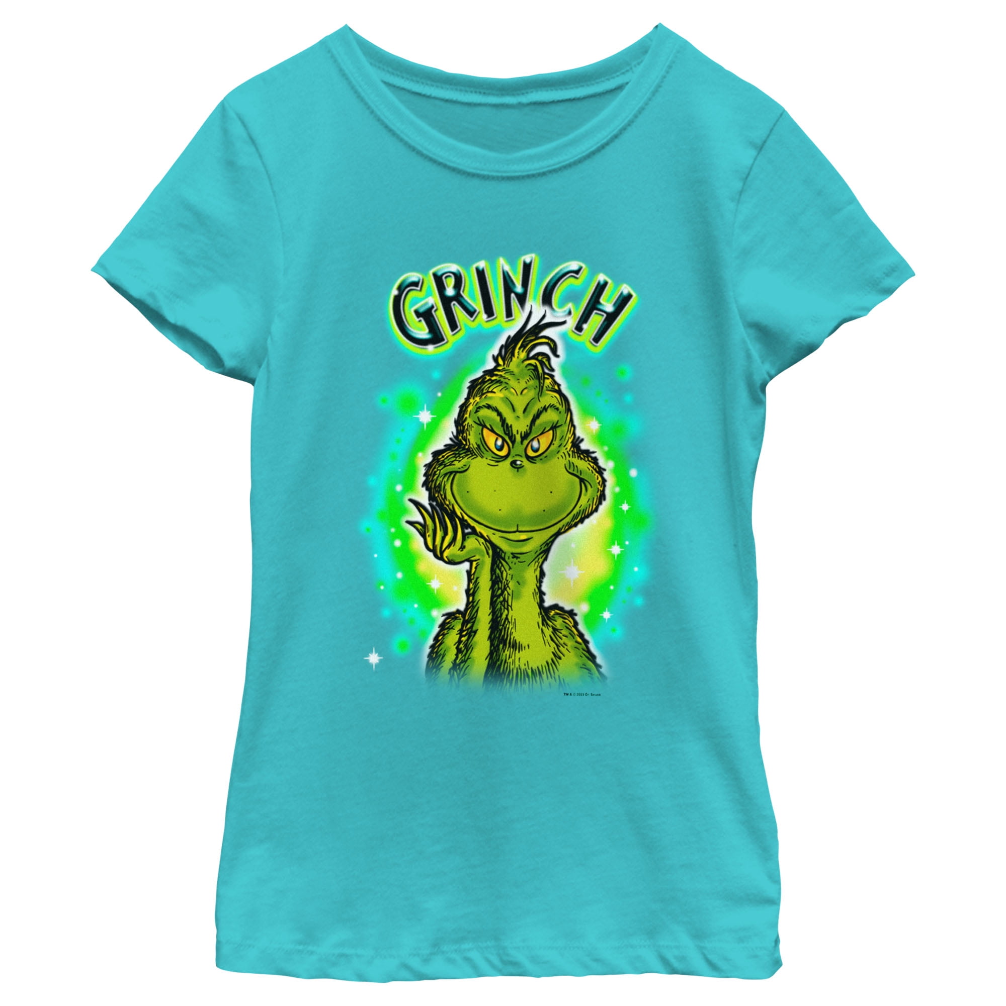 Girl's Dr. Seuss Airbrush Grinch Graphic T-Shirt - Walmart.com