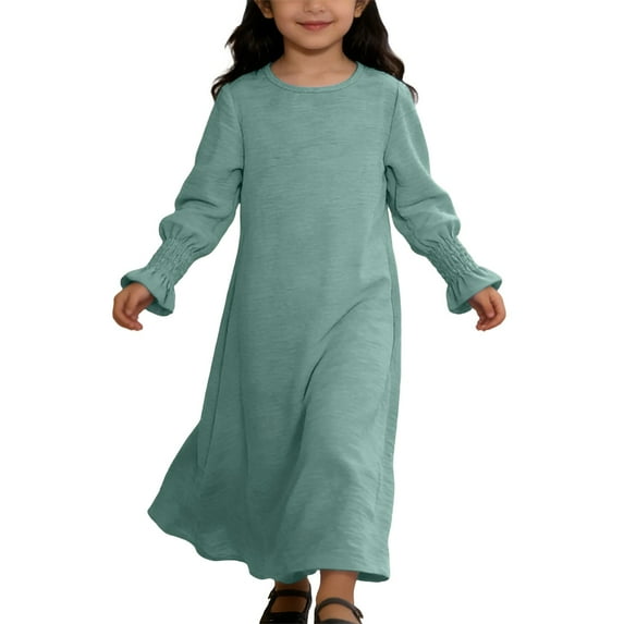 Girl's Dresses Elegant with Floral Lace Hem Pure Color Party Gown ...