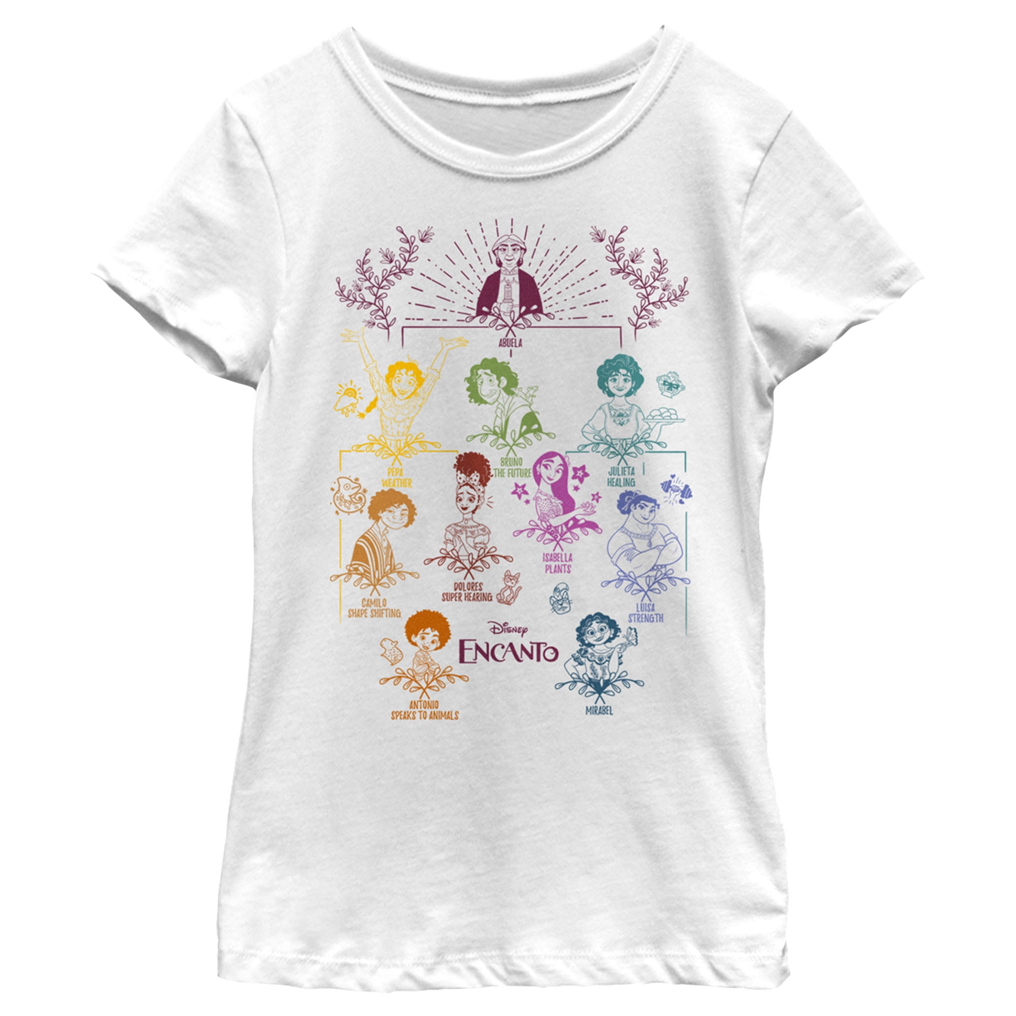 Girl's Encanto Madrigal Family Tree Graphic Tee White Large - Walmart.com