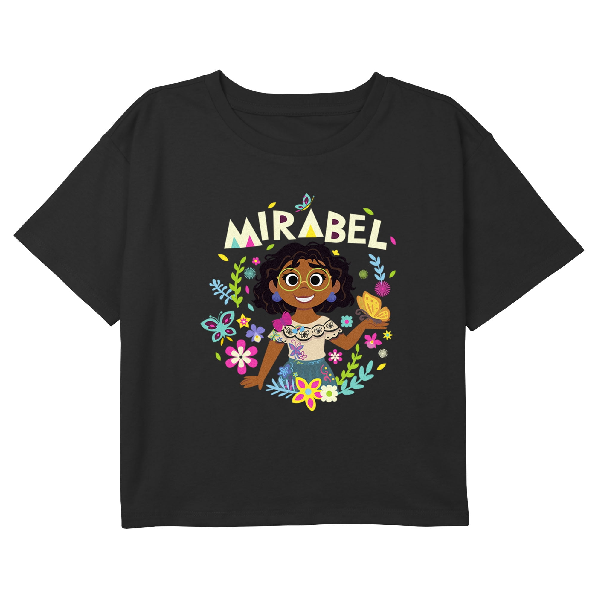 Girl's Encanto Mirabel in Nature Ornate Floral Crop Graphic T-Shirt Black Medium - Walmart.com