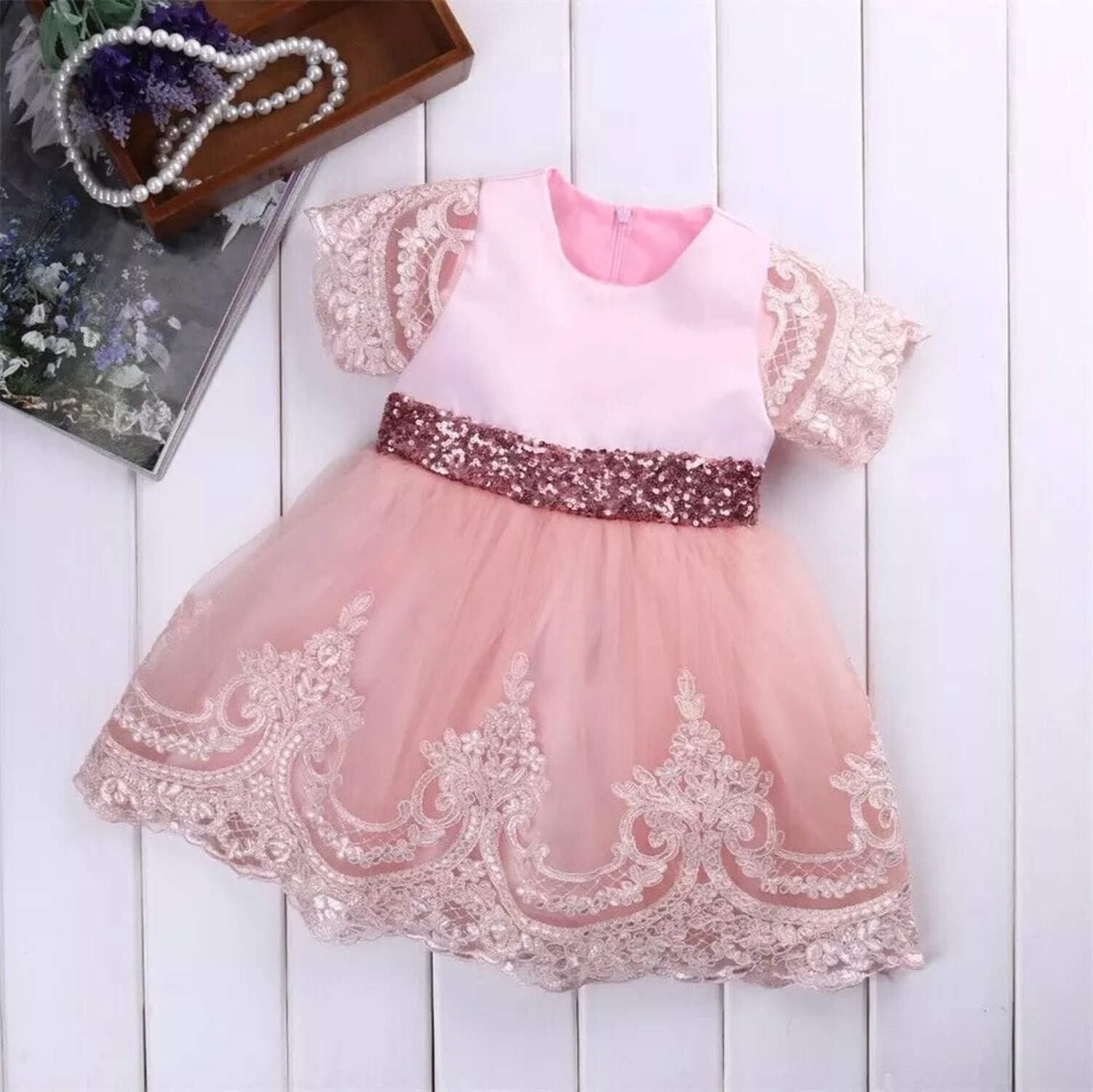 Girl's Fancy Pink Dress - Walmart.com