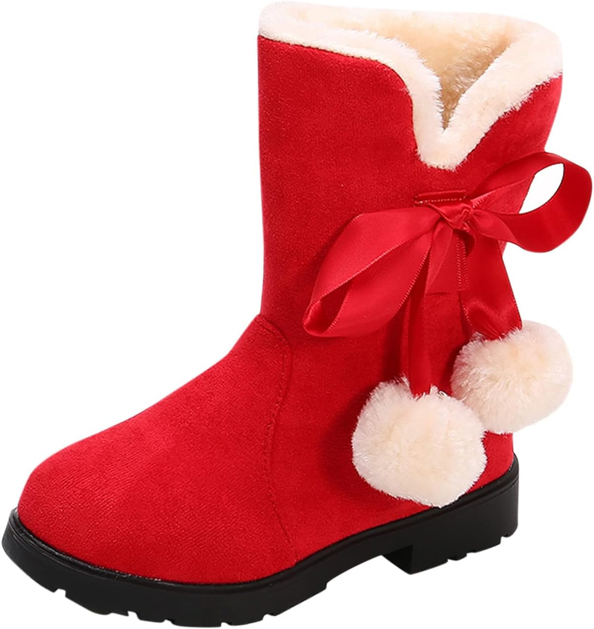 Girl's Faux Fur Knee Winter Boots Kids Western Square Toe Riding Boots ...