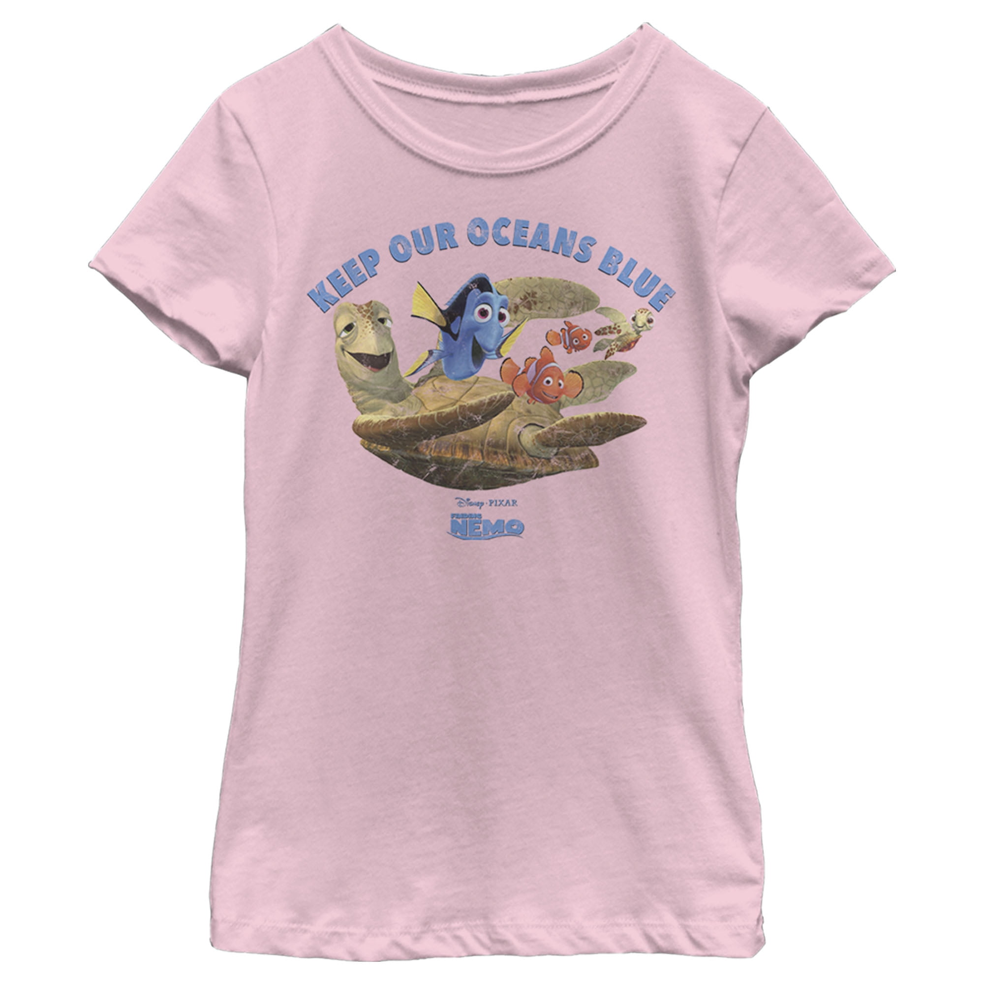 Girl's Finding Nemo Keep Our Oceans Blue Graphic Tee Light Pink Medium ...