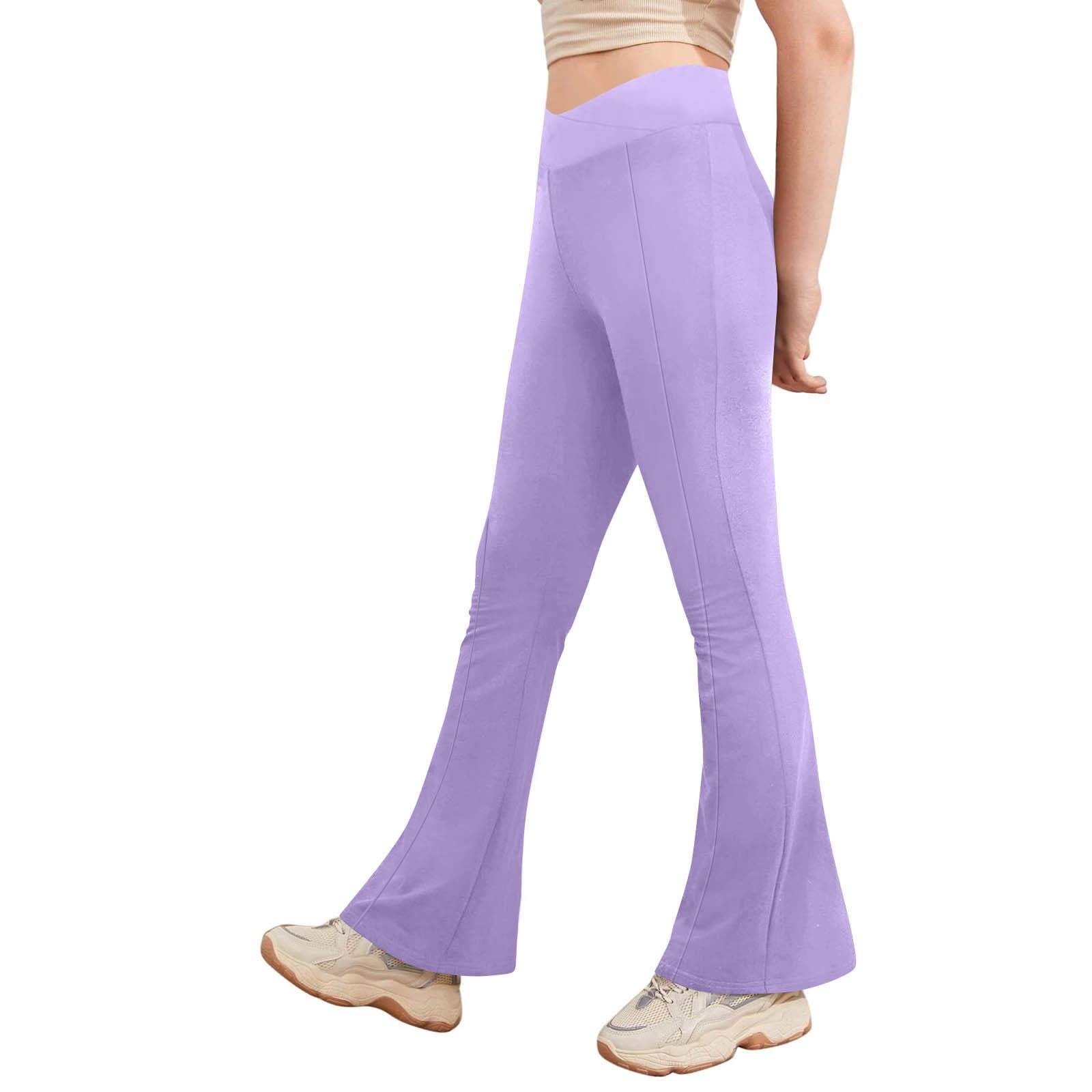 Girl's Flare Leggings High Waisted Bootcut Yoga Pants Kids Dance Bell ...