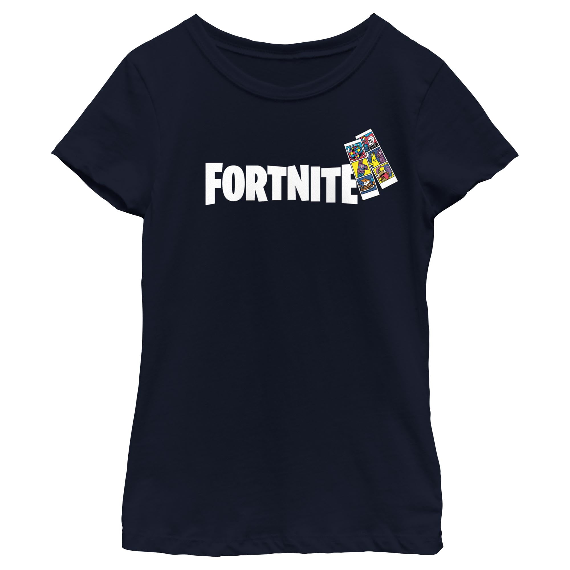 Girl's Fortnite Classic Logo Photo Strip Graphic Tee Navy Blue Large - Walmart.com