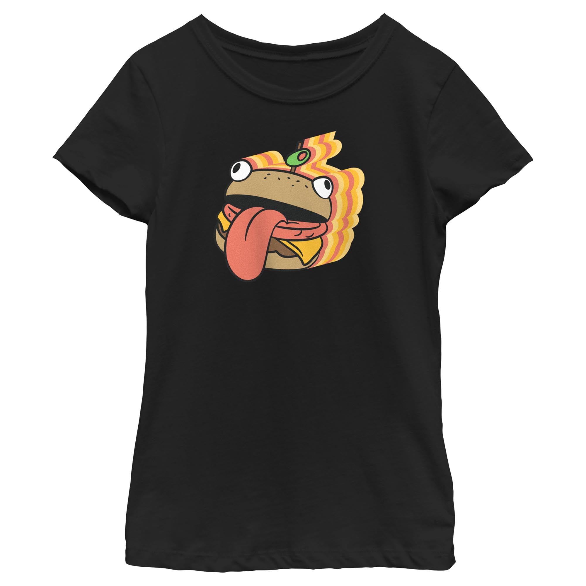 Girl's Fortnite Durr Burger Sticker Graphic Tee Black X Large - Walmart.com