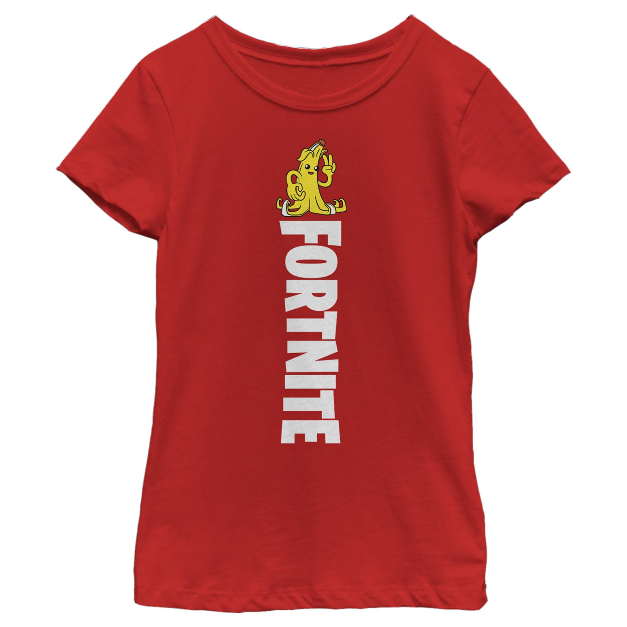 Girl's Fortnite Peely Peace Sign Logo Graphic Tee Red Large - Walmart.com