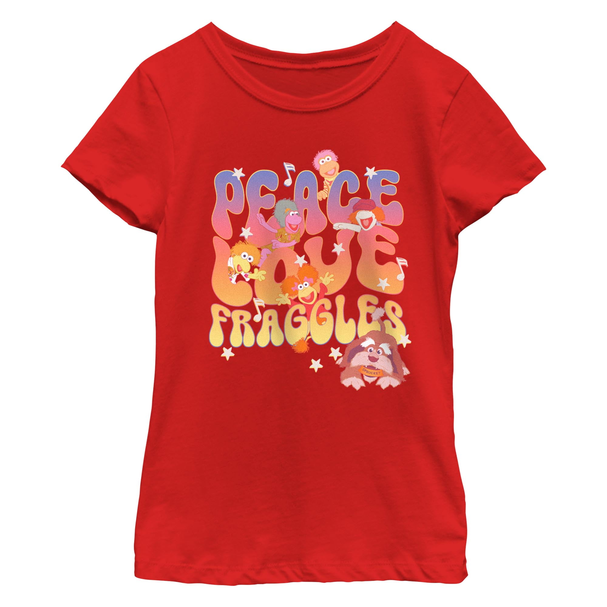 Girl's Fraggle Rock Peace and Love Graphic T-Shirt - Walmart.com