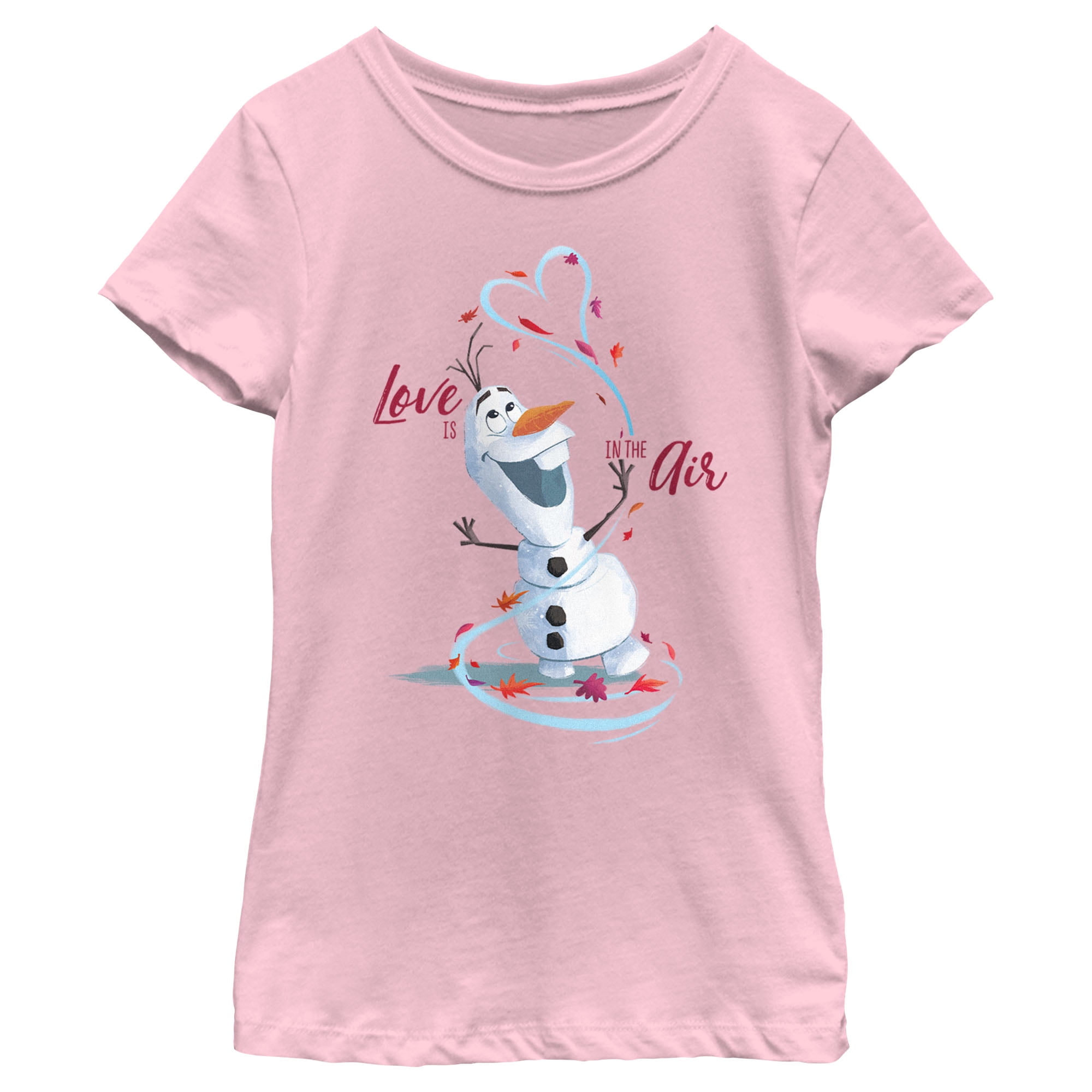Girl's Frozen Love Is in the Air Olaf Graphic Tee Light Pink Small ...