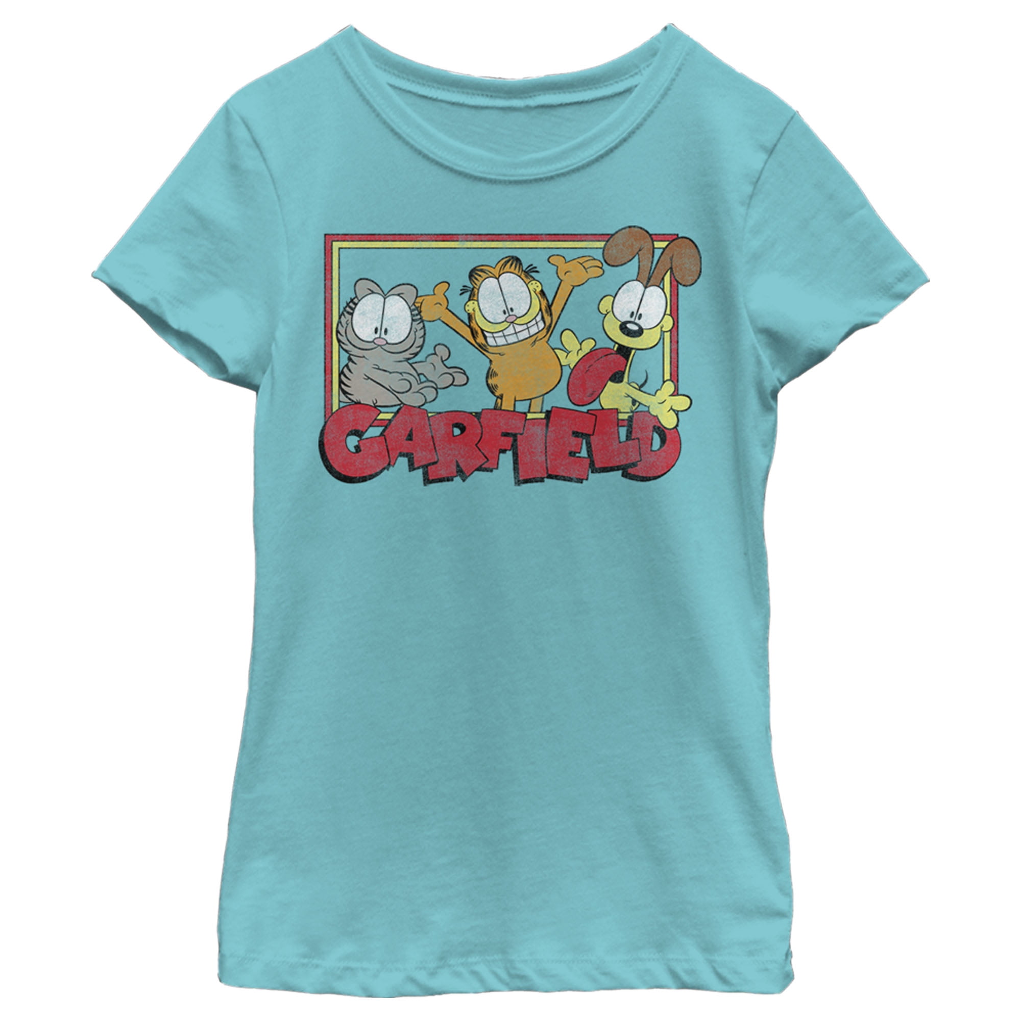 Girl's Garfield Distressed Friends Squad Graphic T-Shirt - Walmart.com