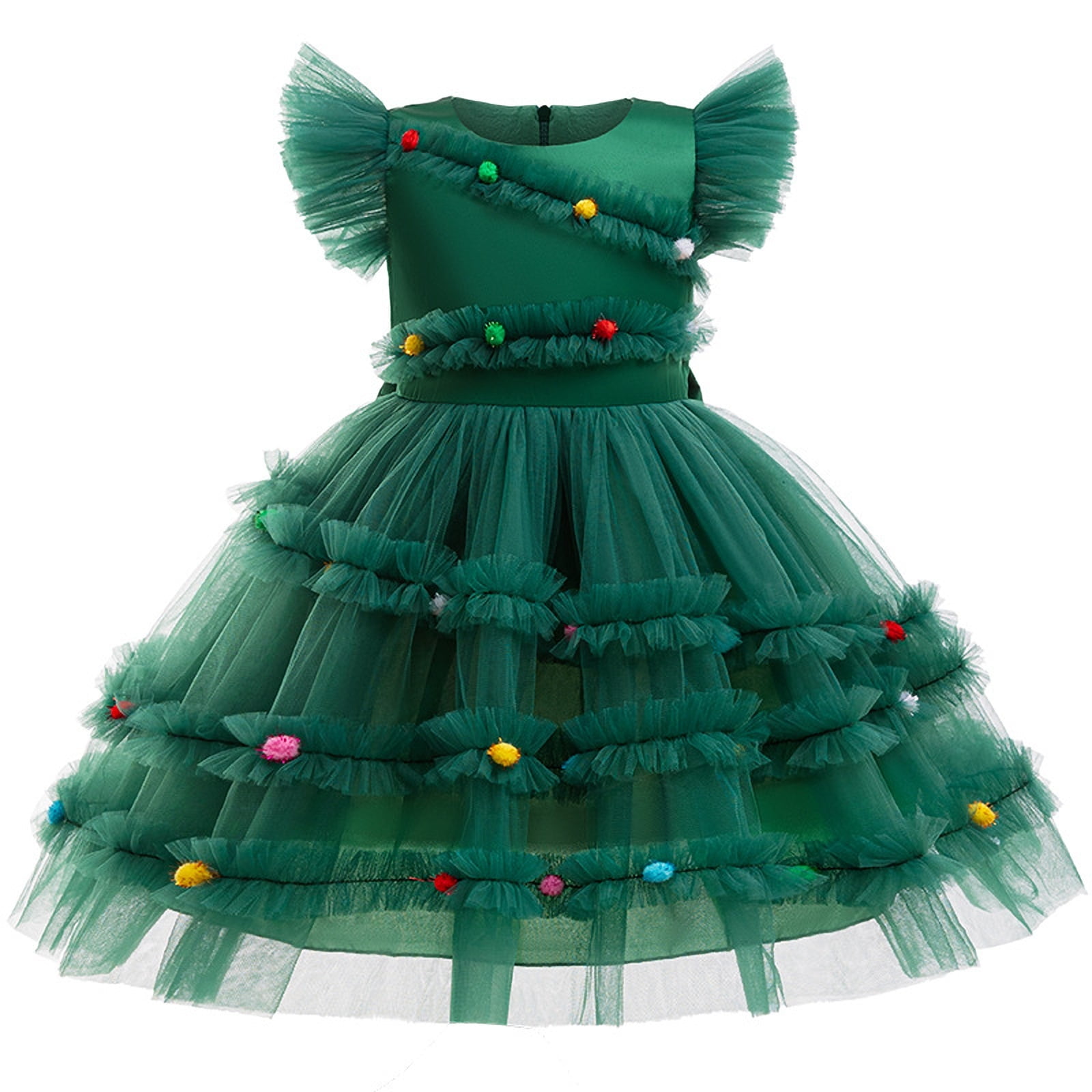Girl's Green Christmas Tree Dress Costume Xmas Party Outfit - Walmart.com
