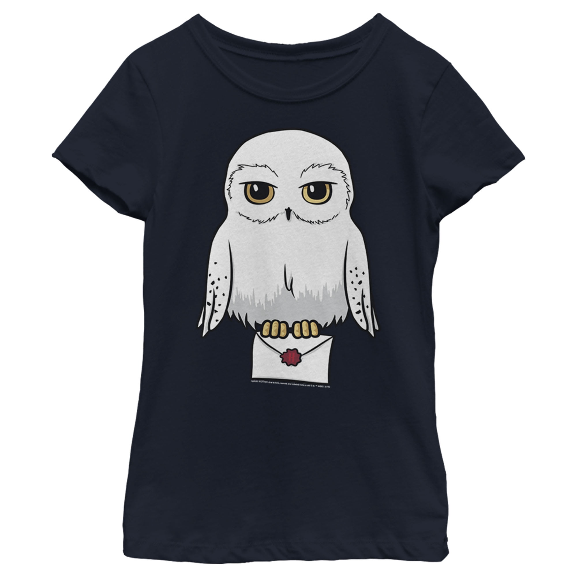 Girl's Harry Potter Cartoon Hedwig Letter Graphic Tee Navy Blue Medium ...