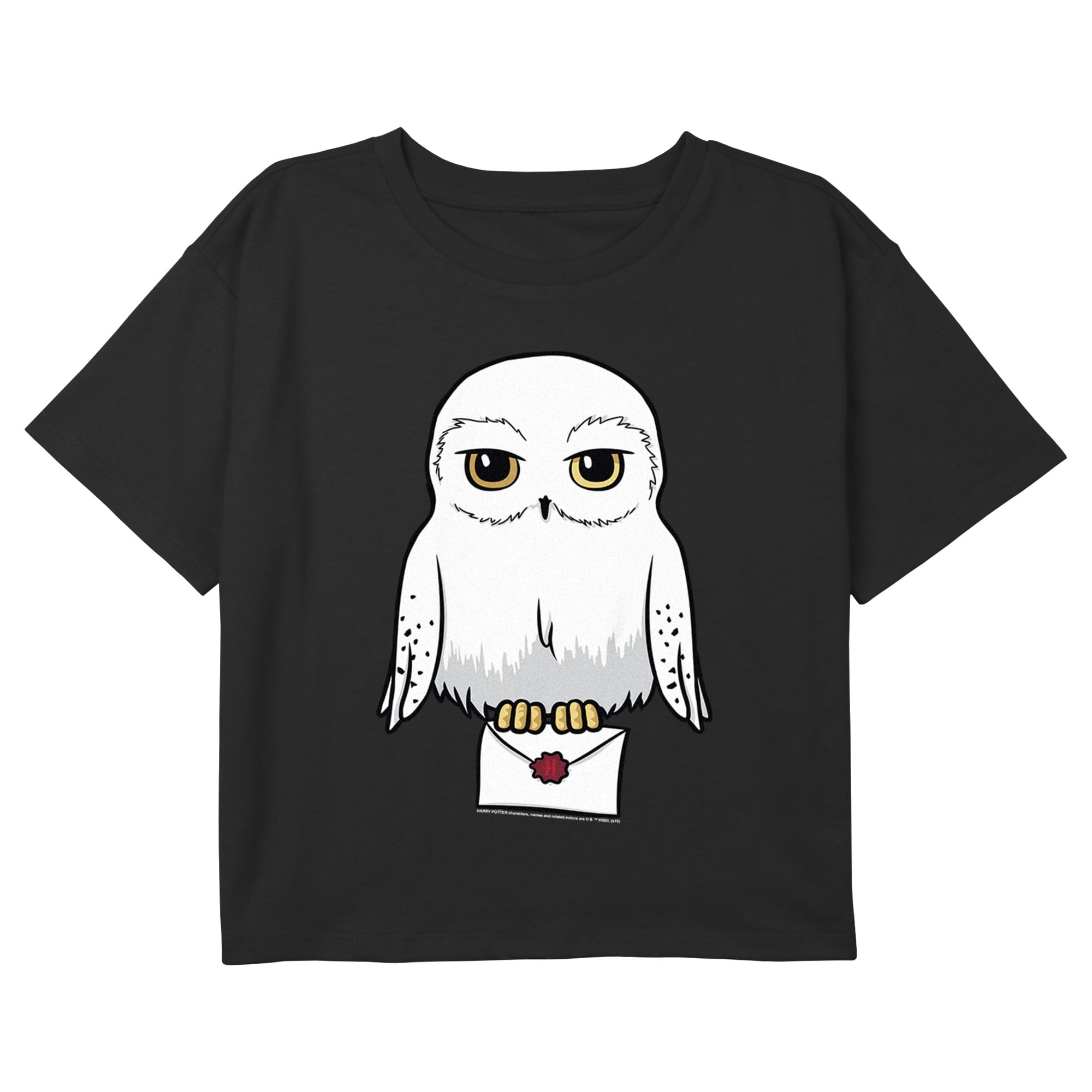 Girl's Harry Potter Cute Cartoon Hedwig Letter Graphic Cropped T-Shirt ...