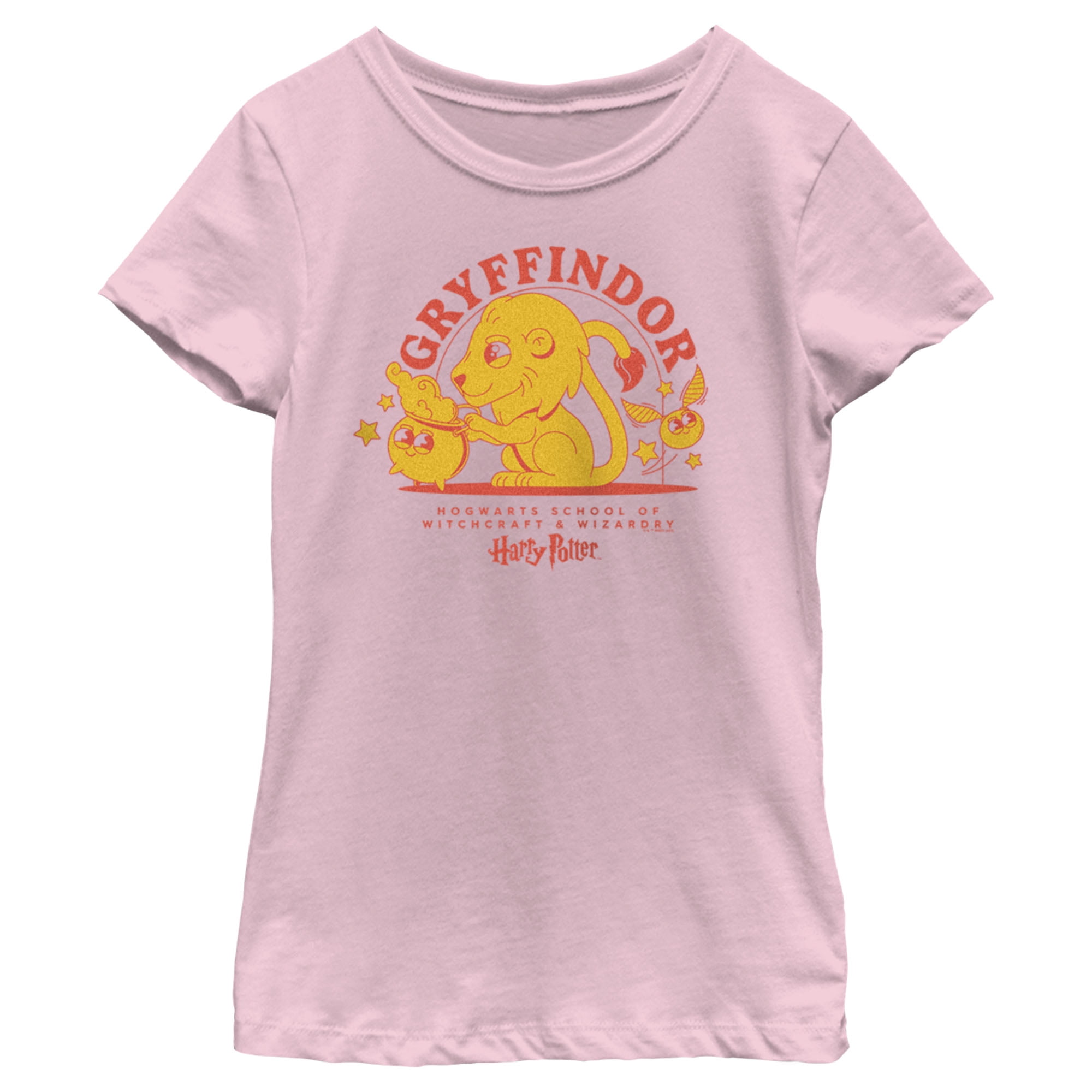 Girl's Harry Potter Cute Gryffindor Lion Graphic Tee Light Pink Medium ...