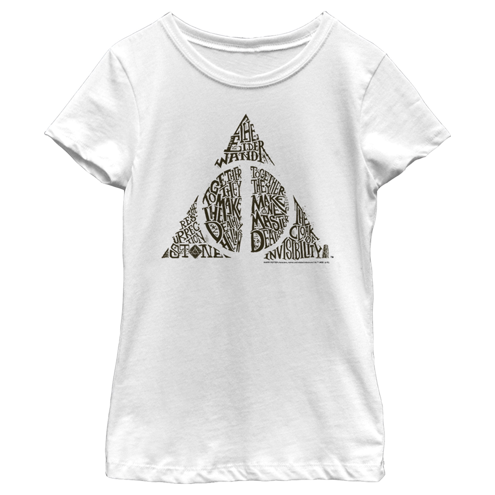 Girl's Harry Potter Deathly Hallows Secrets Graphic Tee White Medium ...