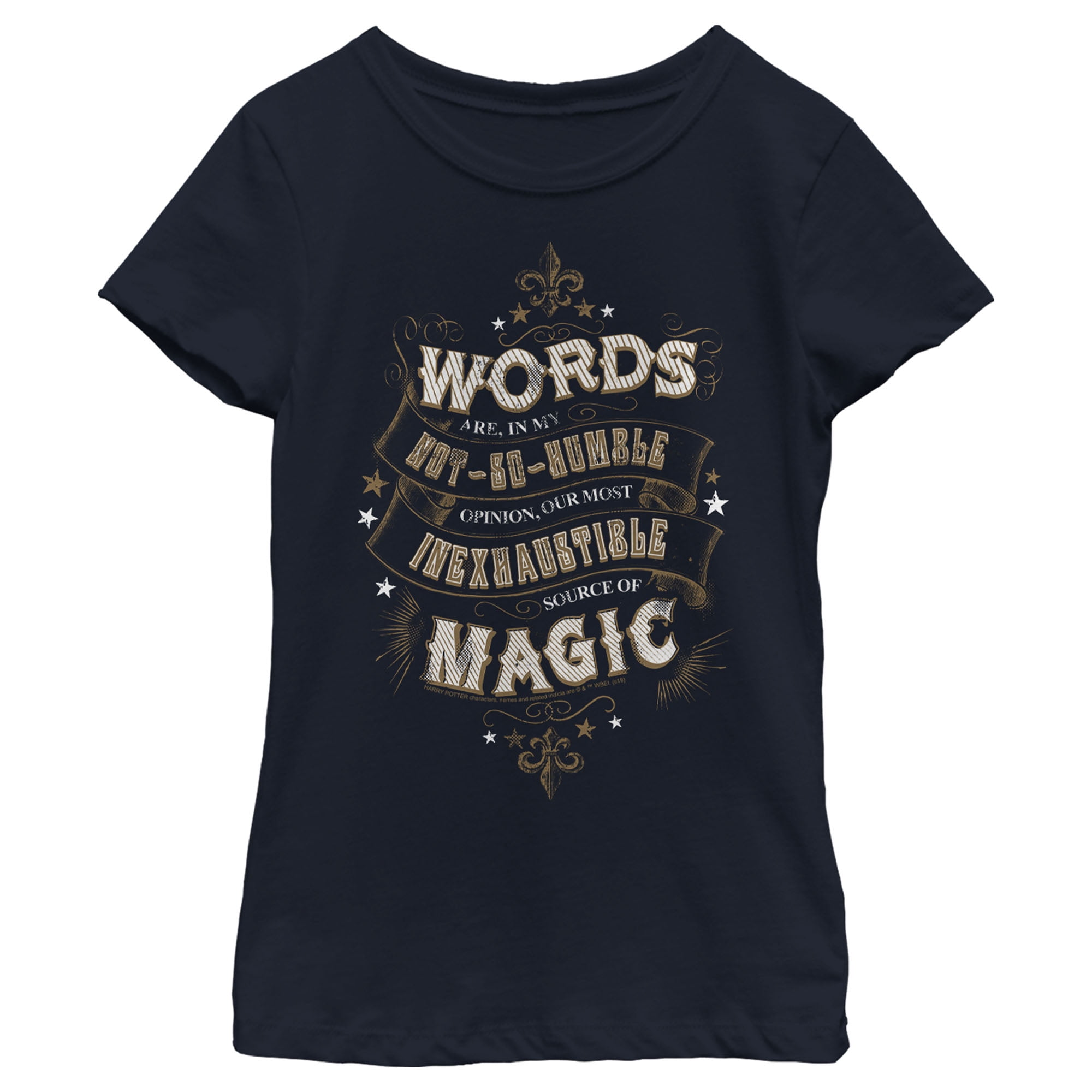Girl's Harry Potter Dumbledore Humble Wisdom Graphic Tee Navy Blue ...